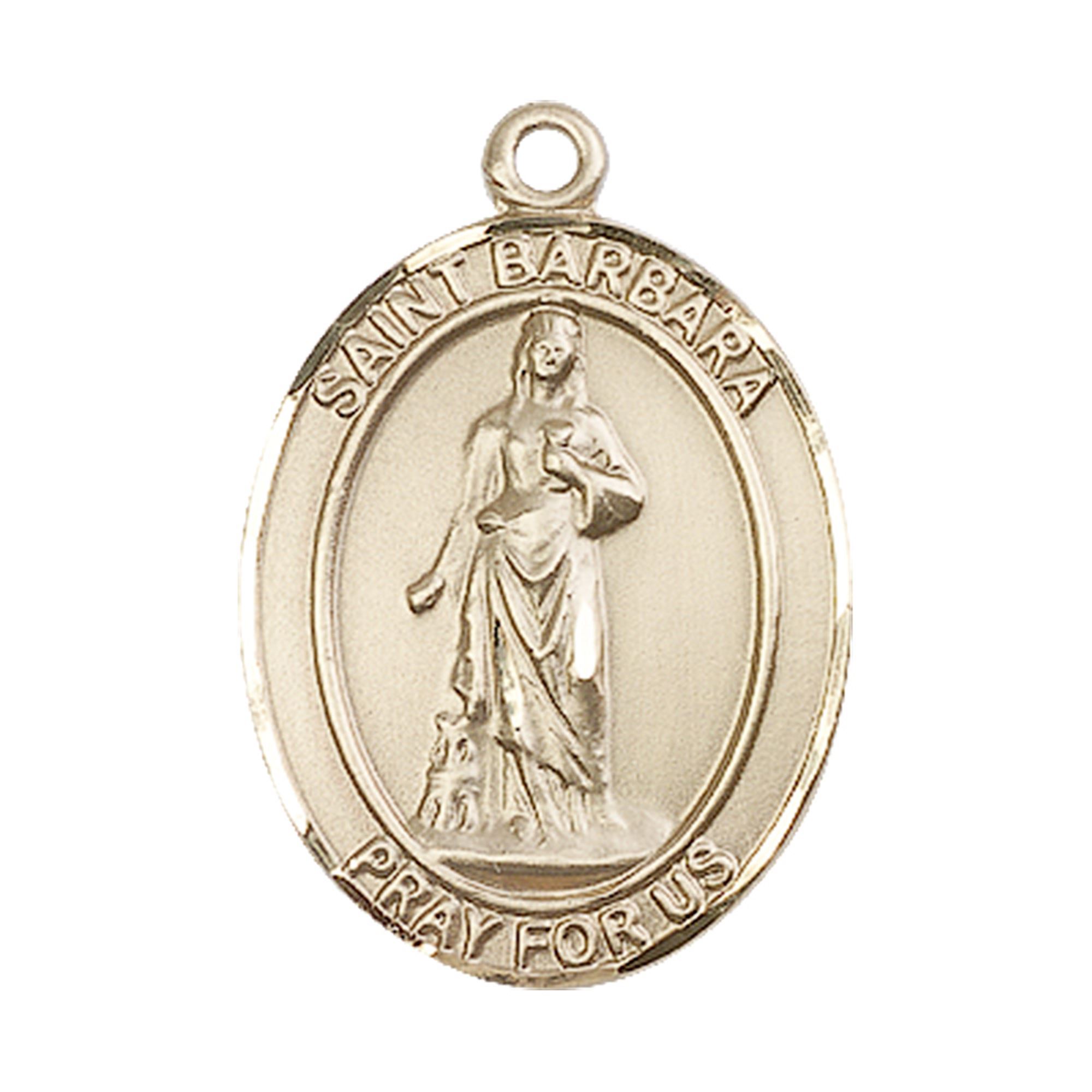 14KT GOLD ST BARBARA MEDAL - 1" x 3/4" | EWTN Religious Catalogue
