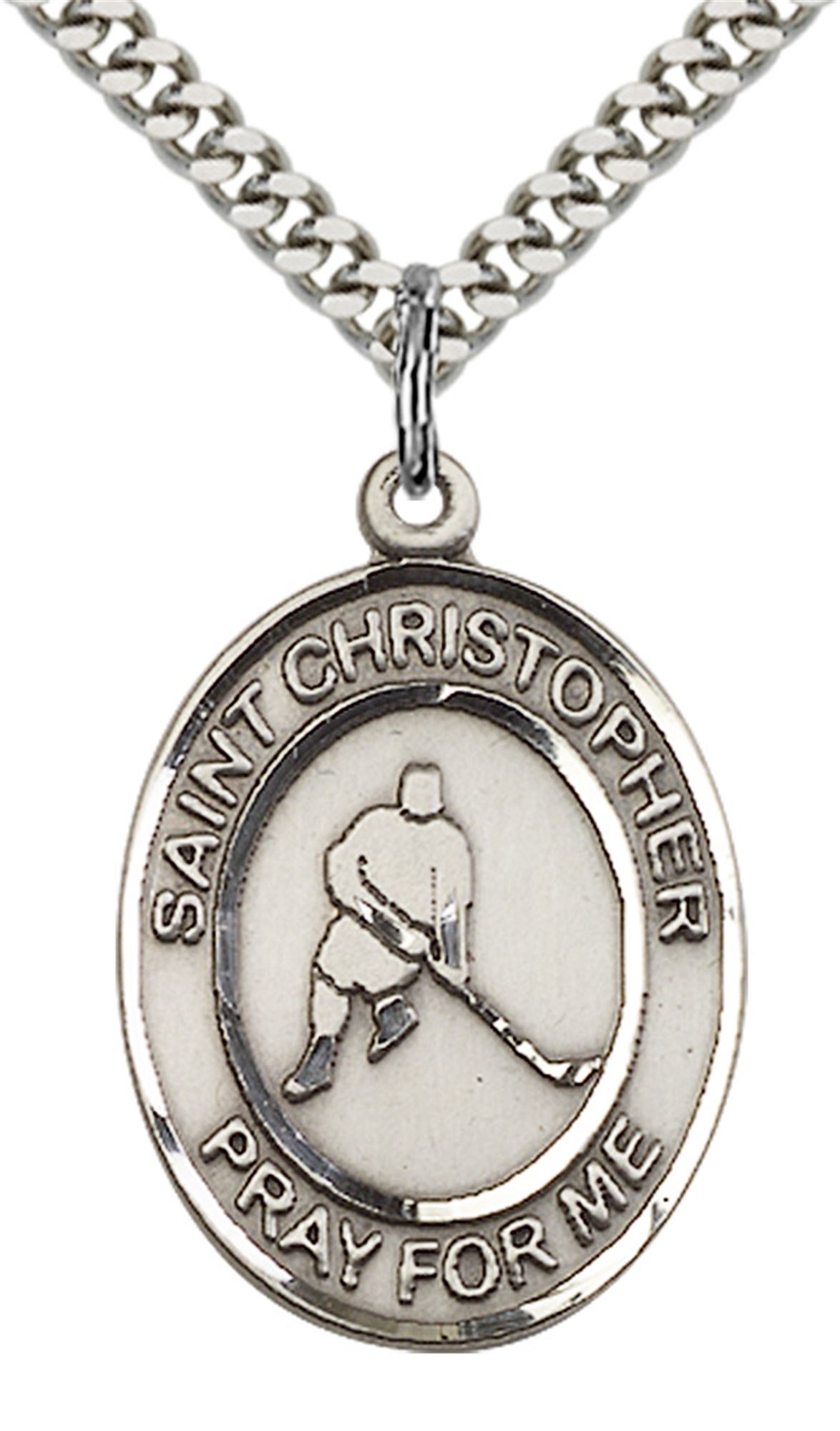 STERLING SILVER ST CHRISTOPHER ICE HOCKEY MEDAL - 1" x 3/4" | EWTN ...