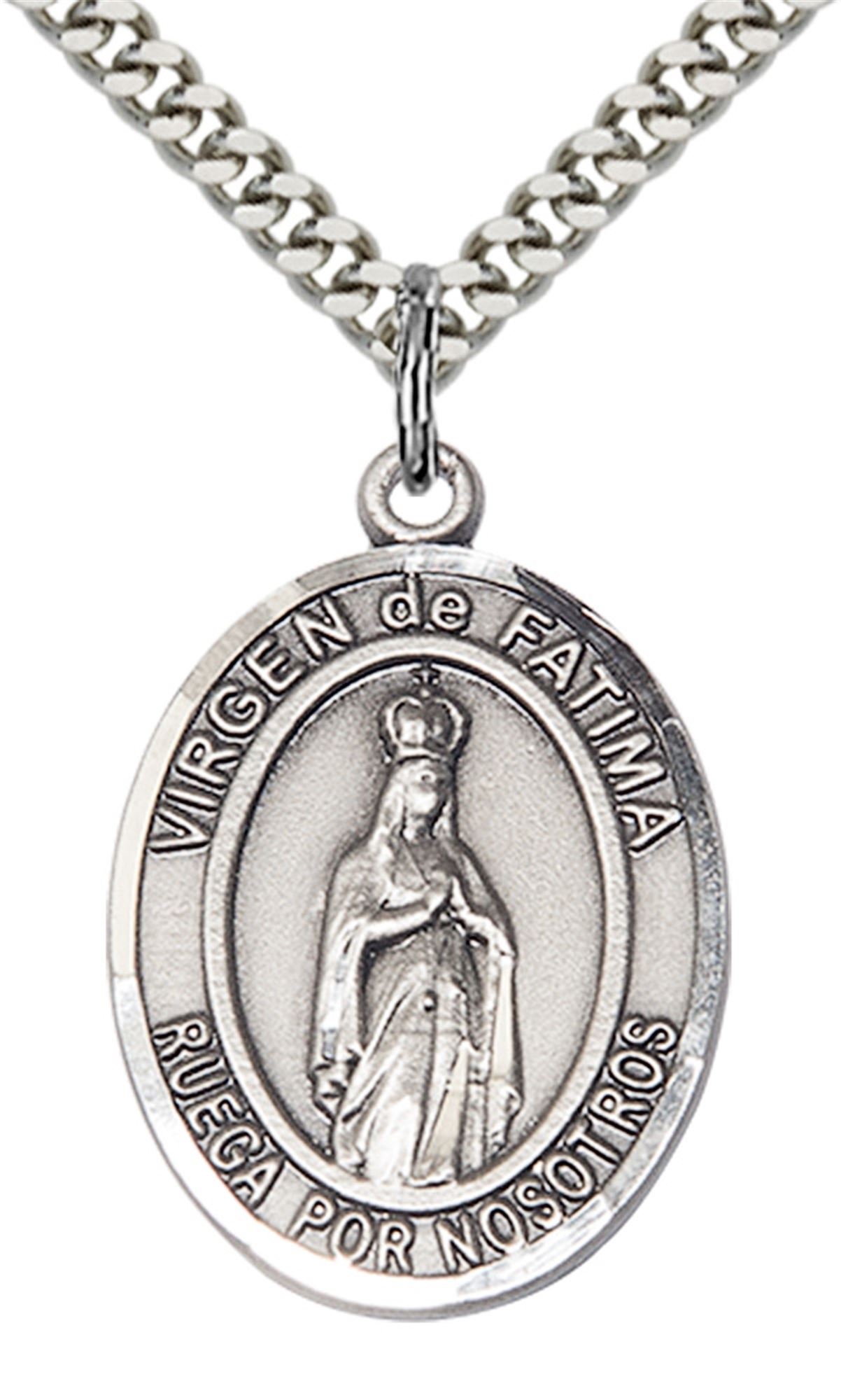 STERLING SILVER VIRGEN DE FATIMA PENDANT WITH CHAIN - 1" x 3/4" | EWTN ...