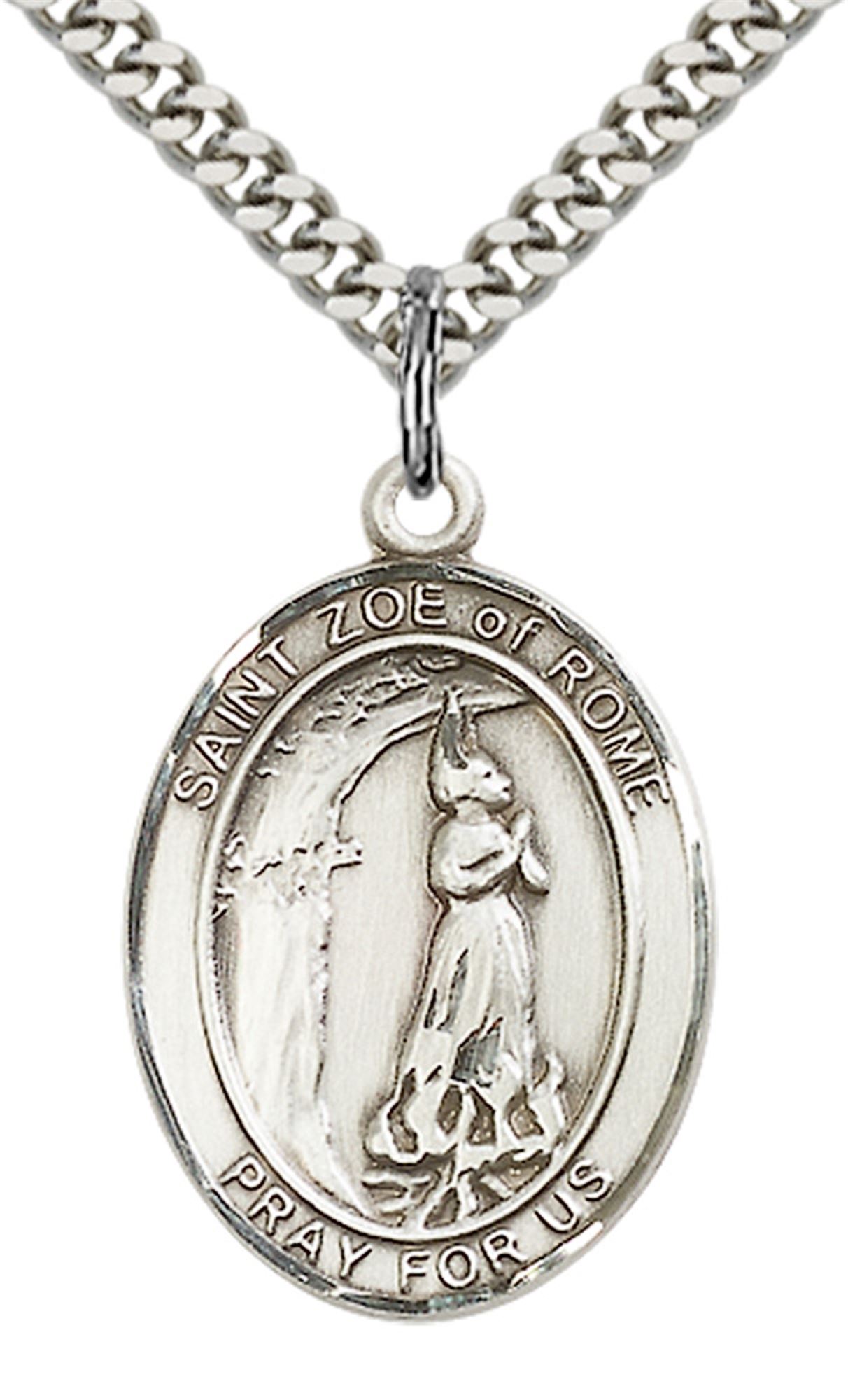STERLING SILVER ST ZOE OF ROME PENDANT WITH CHAIN - 1" x 3/4" | EWTN ...