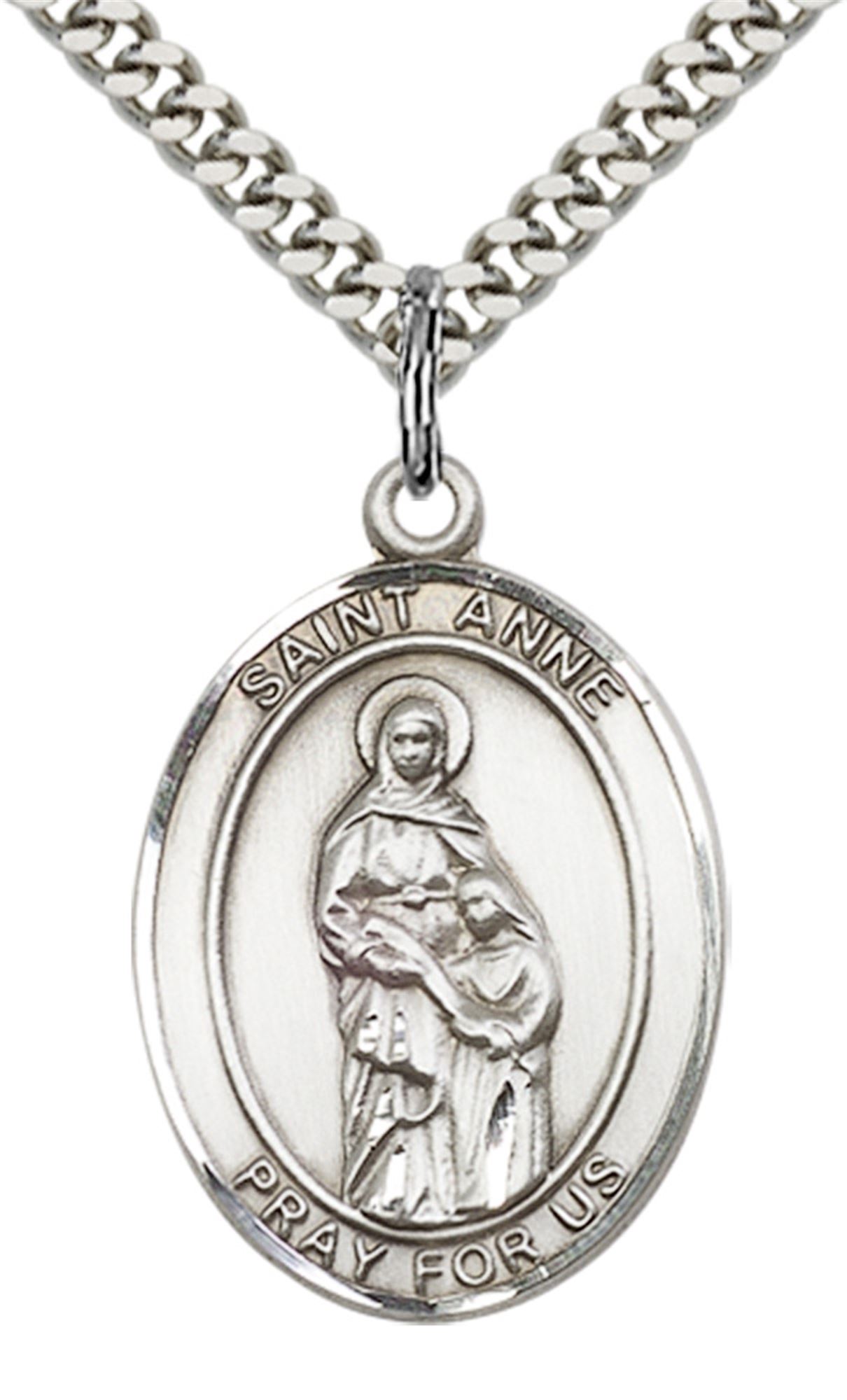 STERLING SILVER ST ANNE PENDANT WITH CHAIN - 1" x 3/4" | EWTN Religious ...