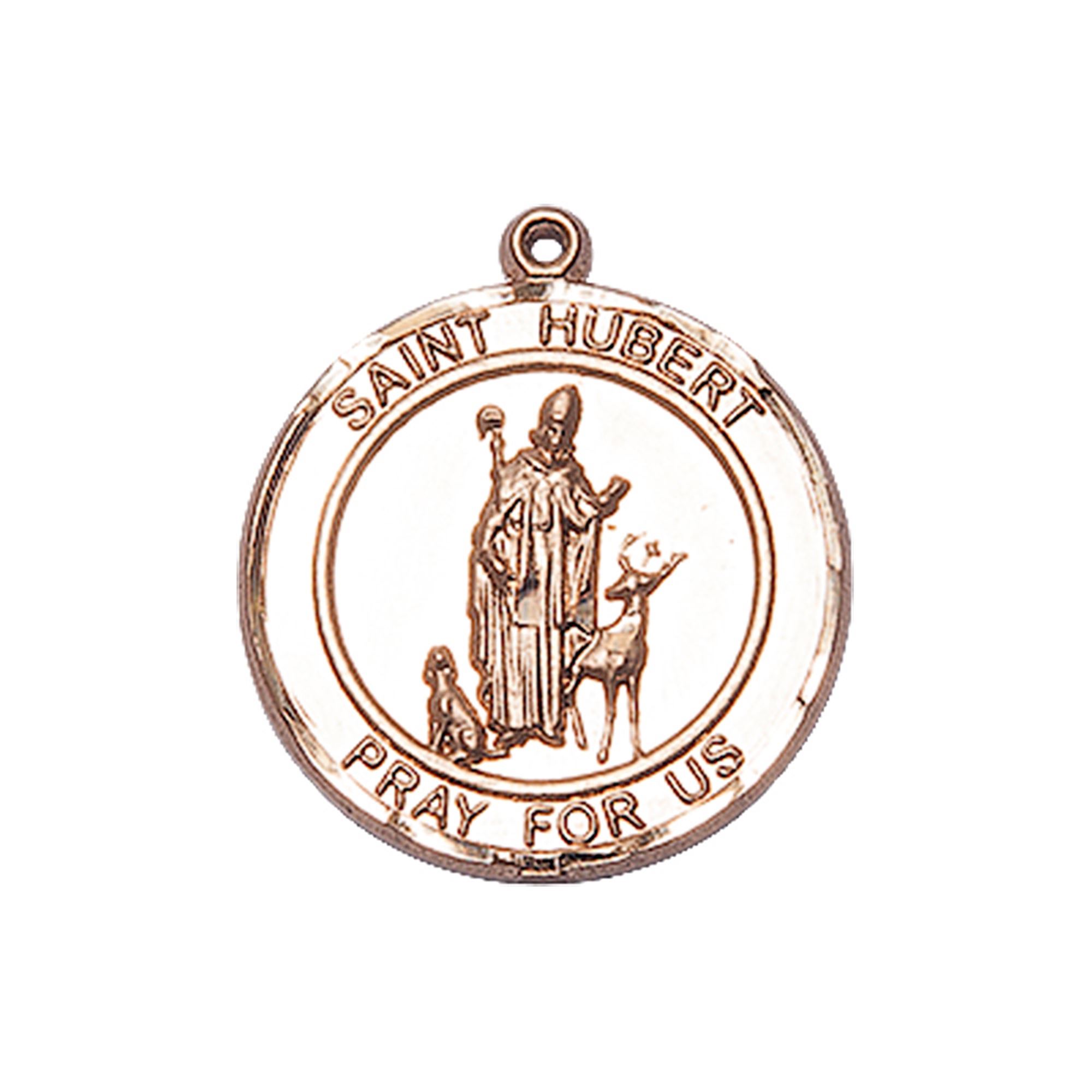 14KT GOLD ST HUBERT OF LIEGE MEDAL - 3/4" x 5/8" | EWTN Religious Catalogue