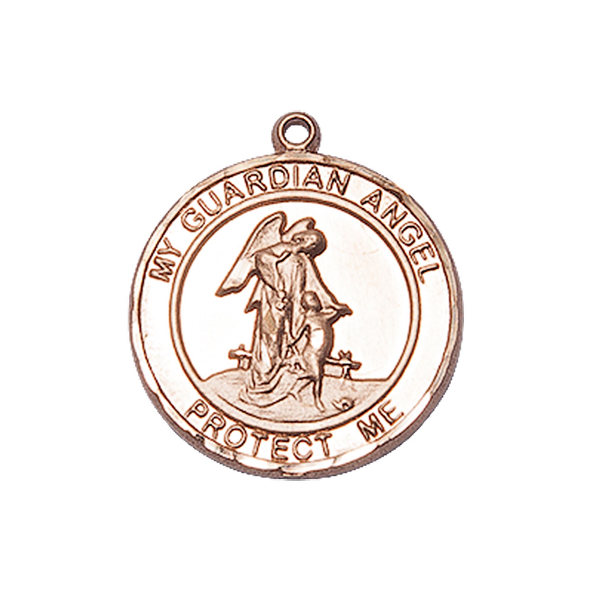 14KT GOLD GUARDIAN ANGEL MEDAL - 3/4" x 5/8" | EWTN Religious Catalogue