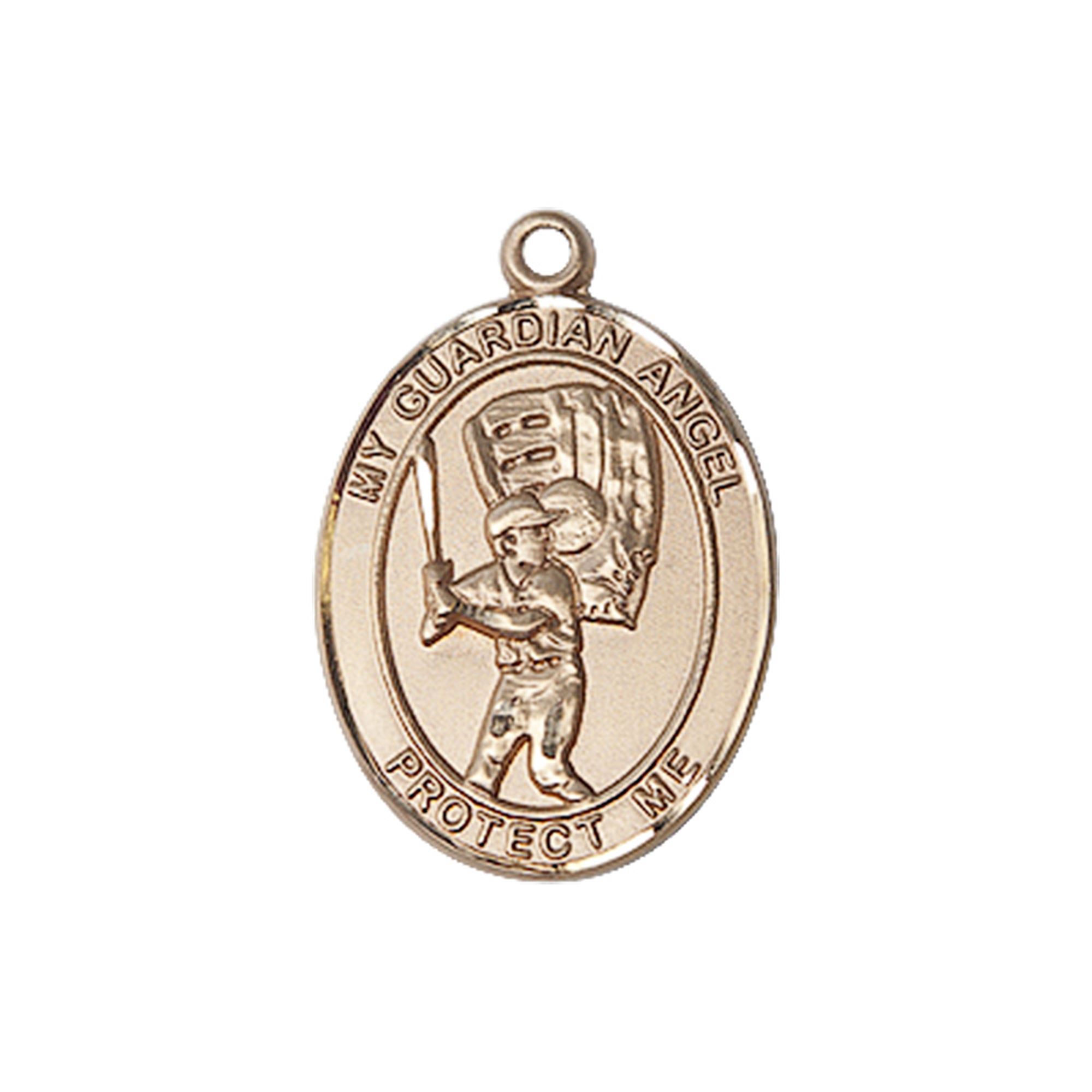 14KT GOLD GUARDIAN ANGEL BASEBALL MEDAL - 3/4" x 1/2" | EWTN Religious ...