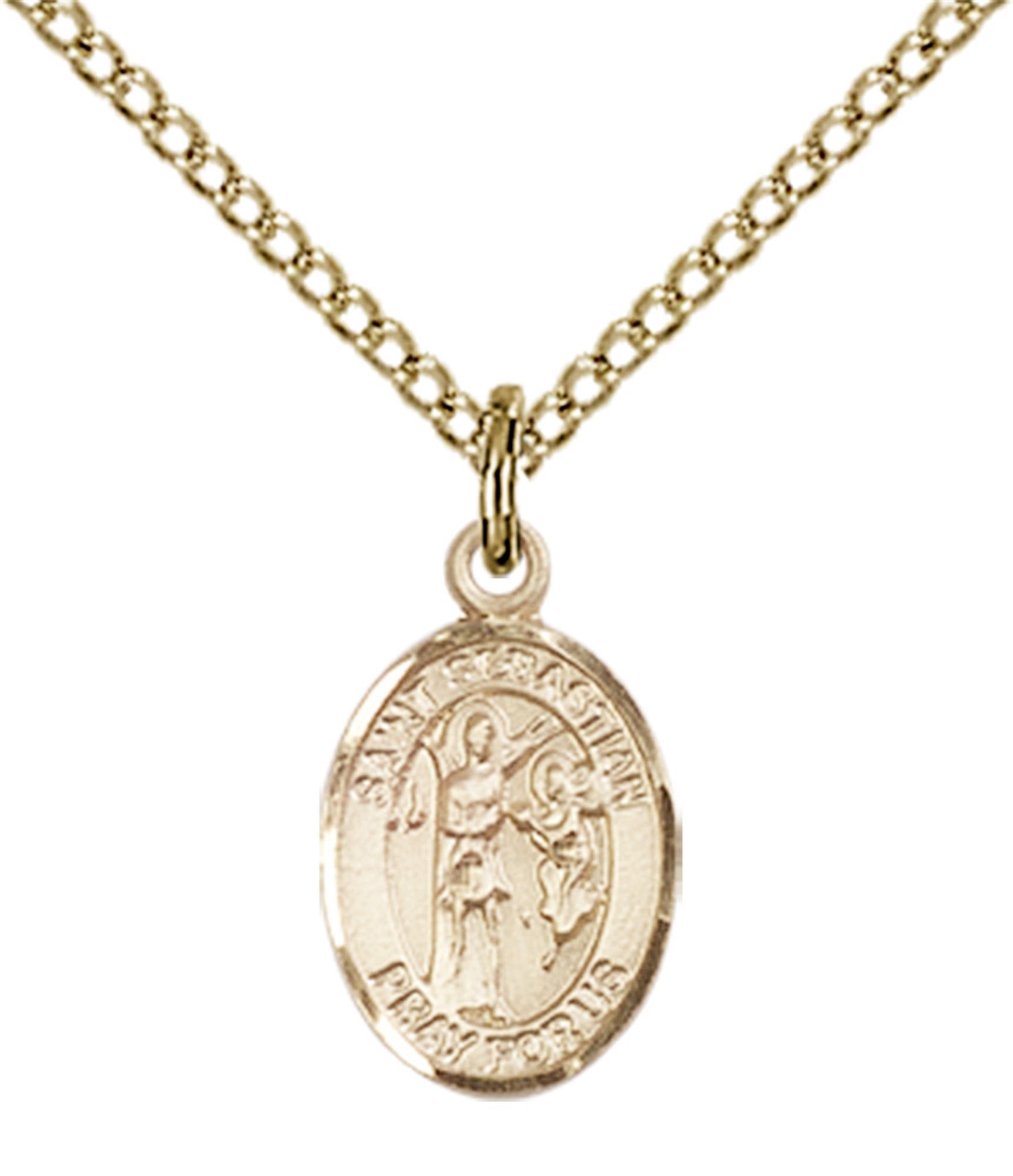 14KT GOLD FILLED ST SEBASTIAN PENDANT WITH CHAIN - 1/2" x 1/4" | EWTN ...