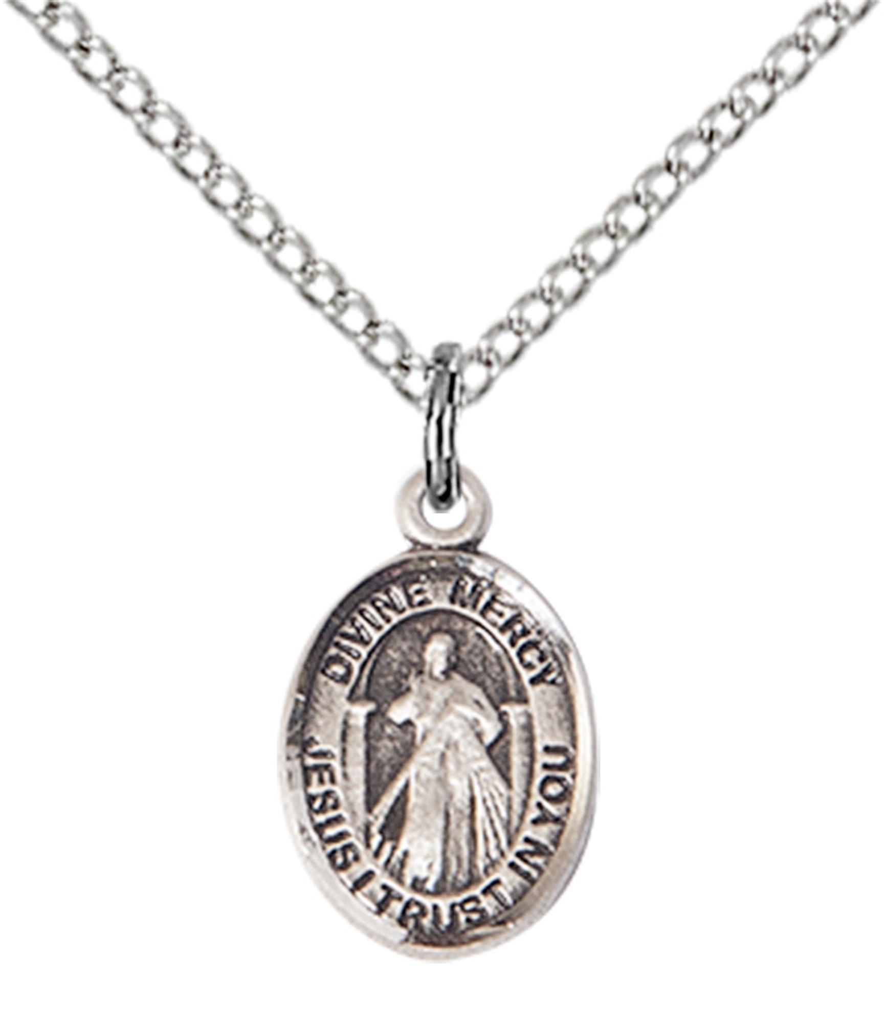 STERLING SILVER DIVINE MERCY PENDANT WITH CHAIN - 1/2" x 1/4" | EWTN ...