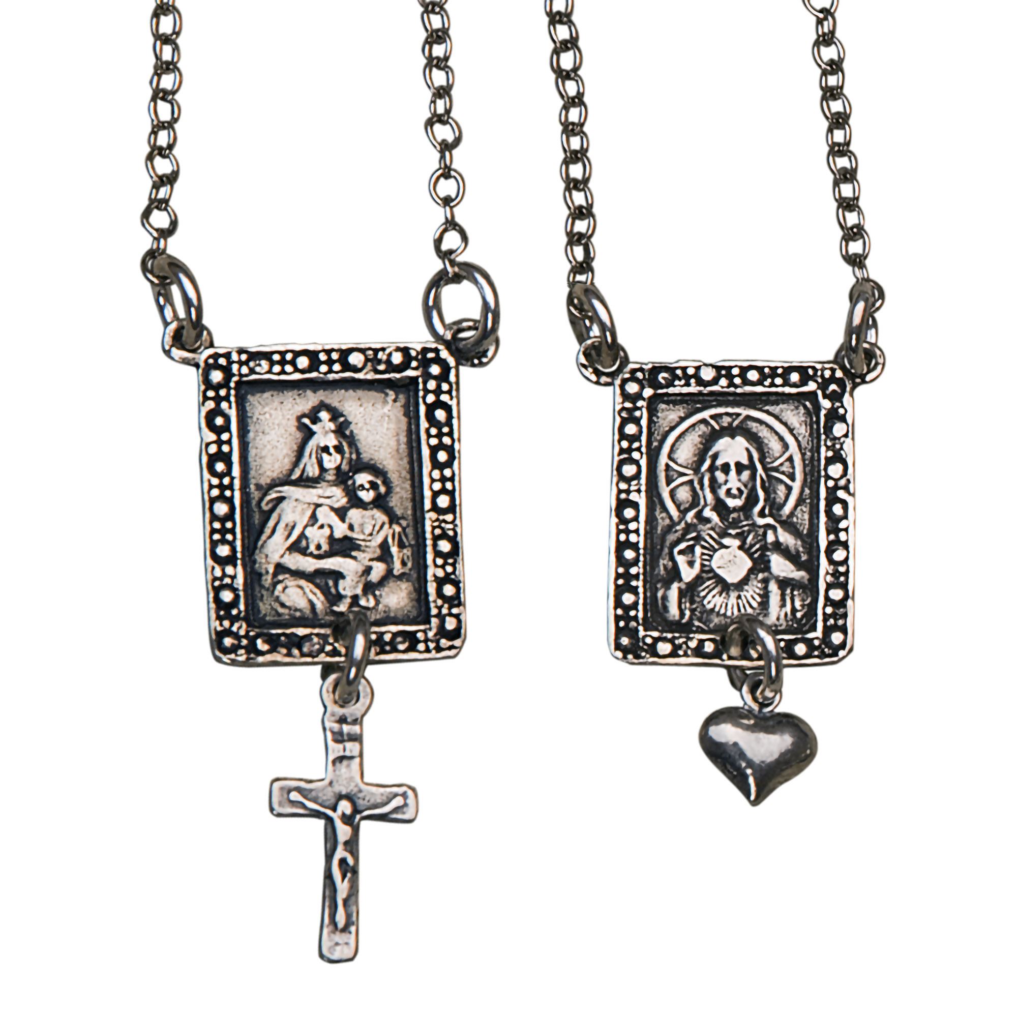 STERLING SILVER SCAPULAR WITH CROSS & HEART | EWTN Religious Catalogue