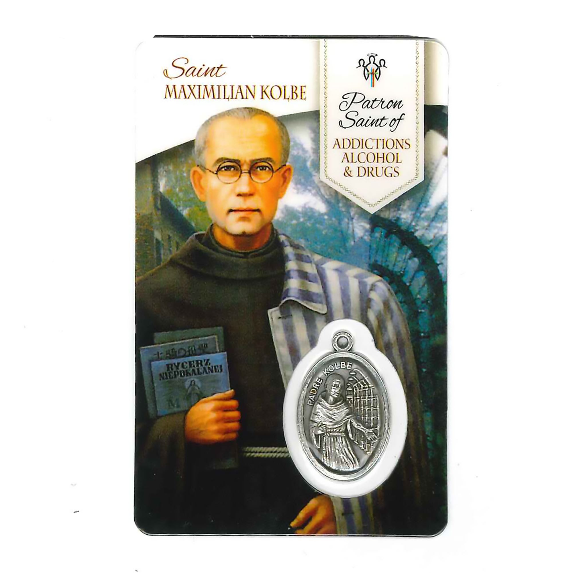 HEALING SAINT MAXIMILIAN - HOLY CARD WITH MEDAL | EWTN Religious Catalogue