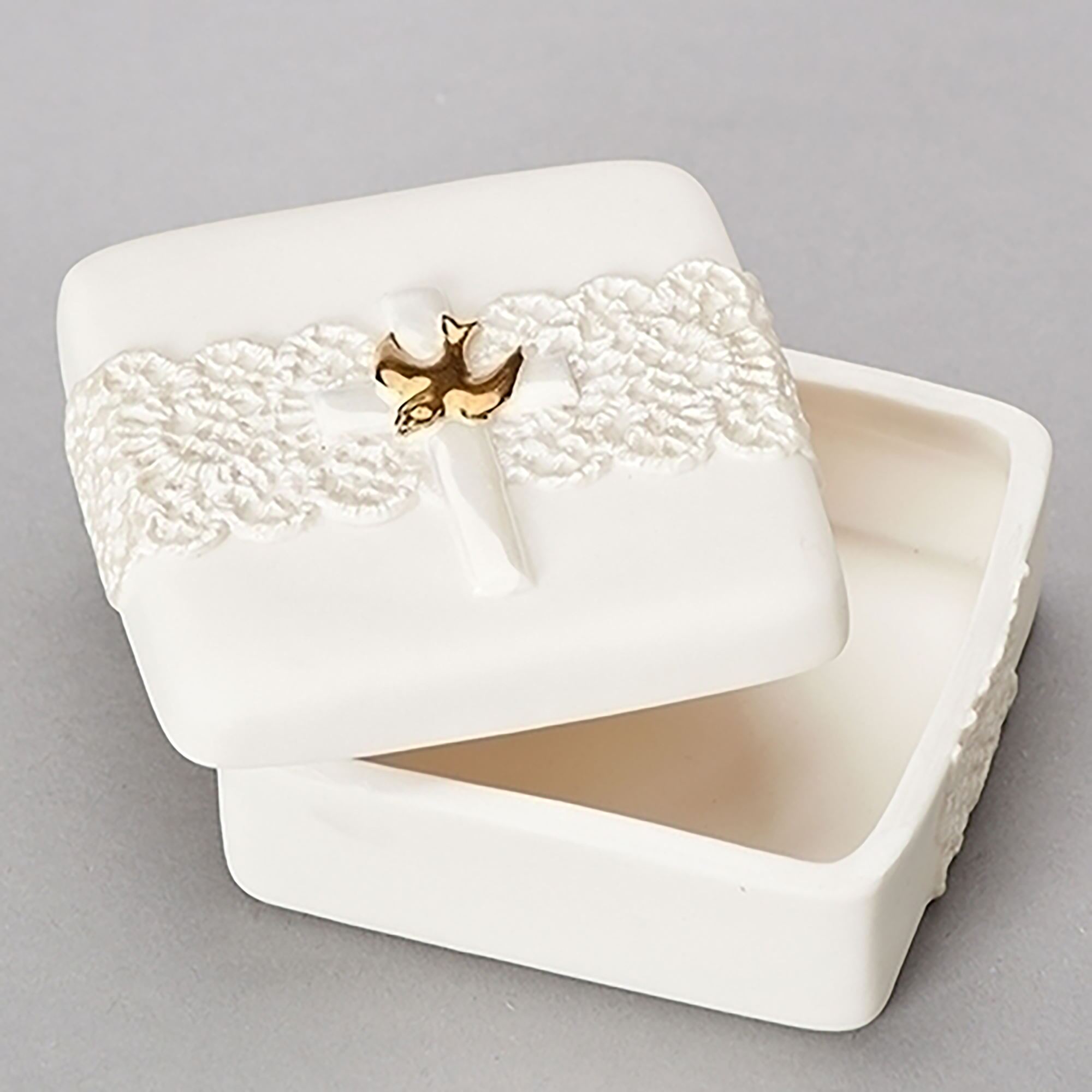 Holy Spirit Rosary Box with Lace Detail | EWTNRC.com