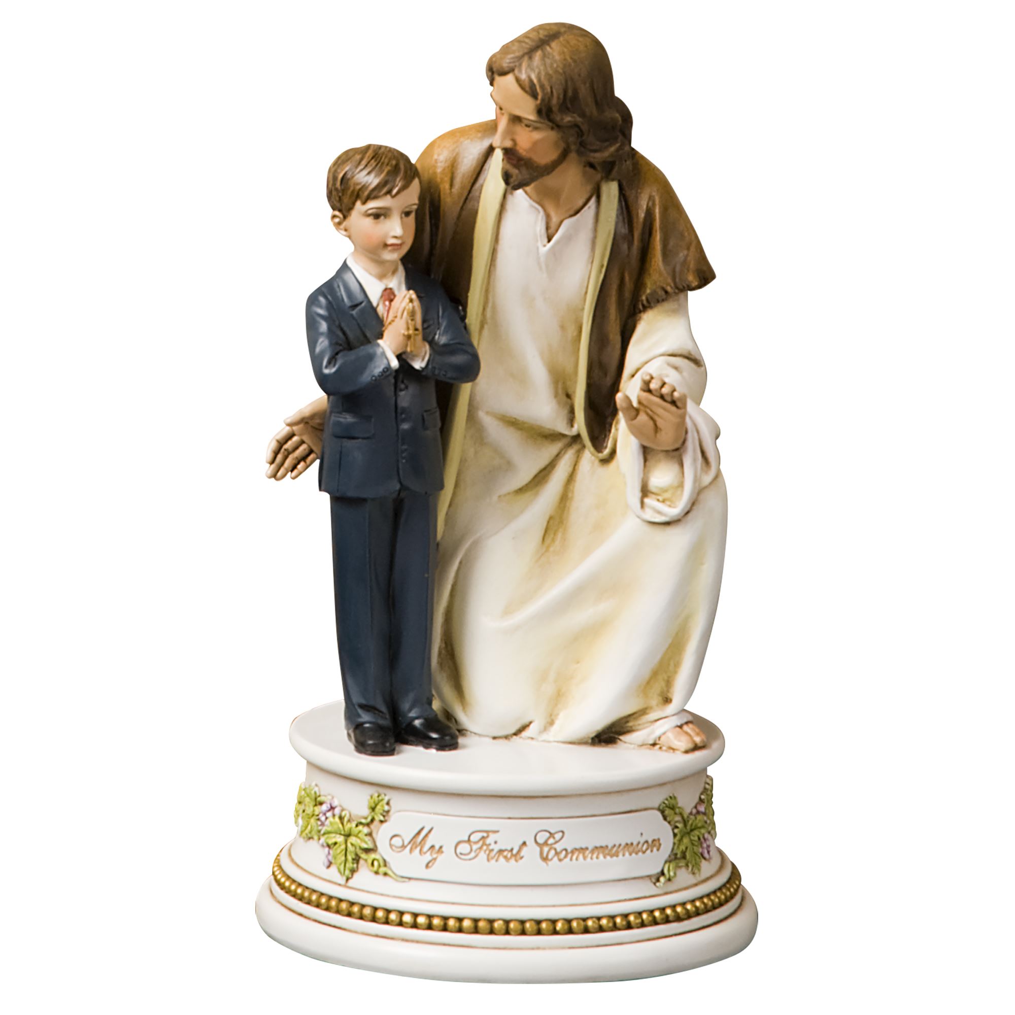 FIRST COMMUNION BOY WITH JESUS MUSICAL STATUE | EWTN Religious Catalogue