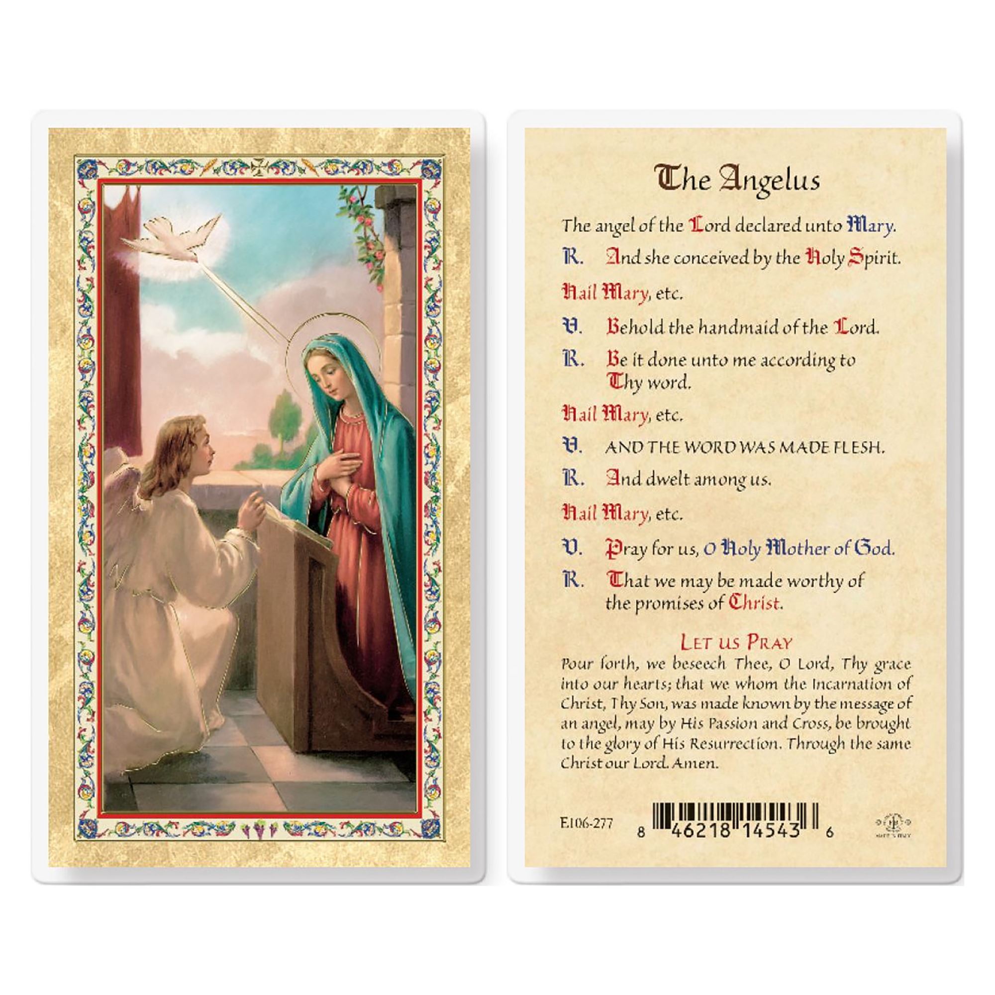 LAMINATED HOLY CARD THE ANGELUS | EWTN Religious Catalogue