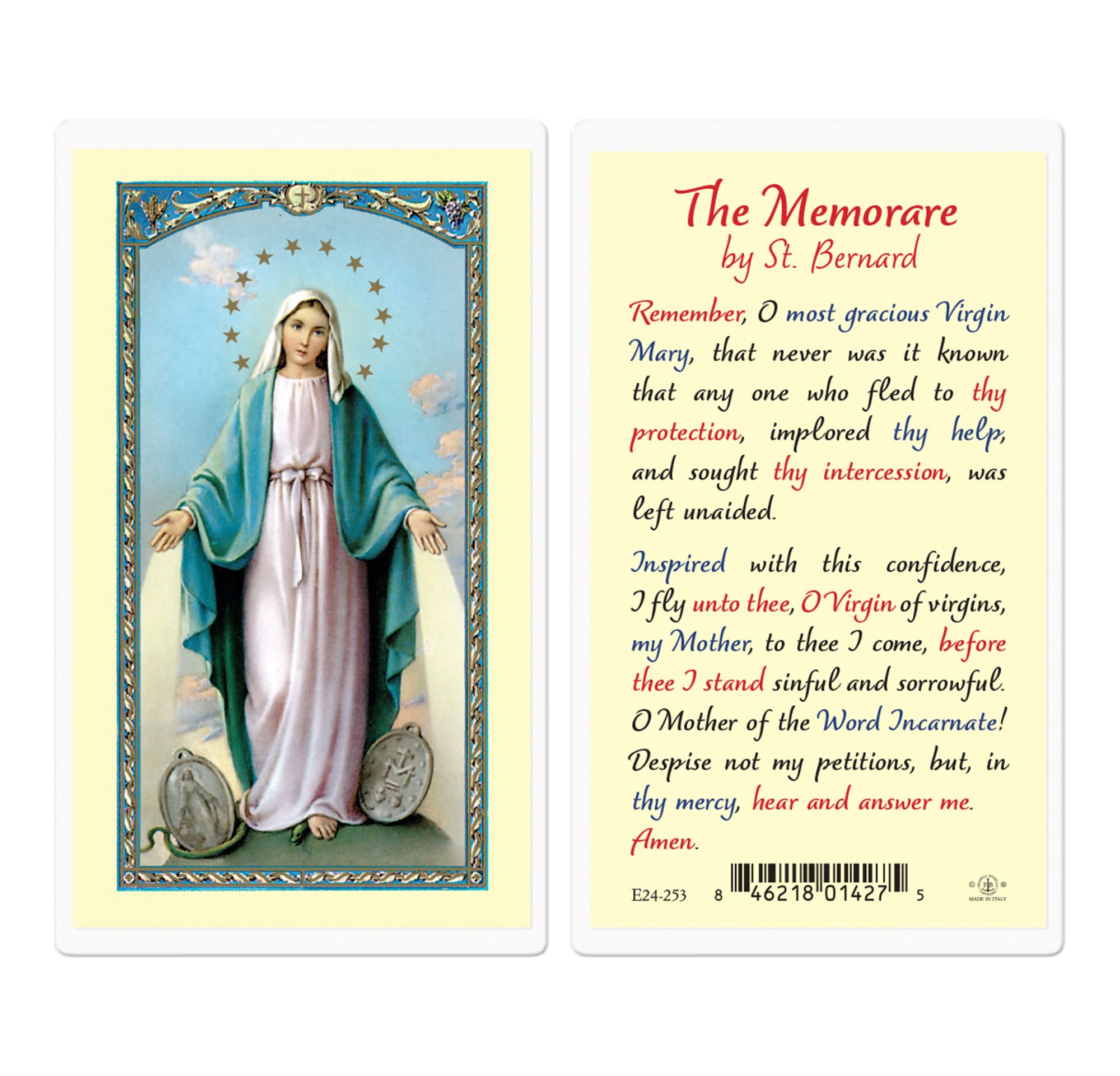 LAMINATED HOLY CARD - MEMORARE OF ST. BERNARD | EWTN Religious Catalogue