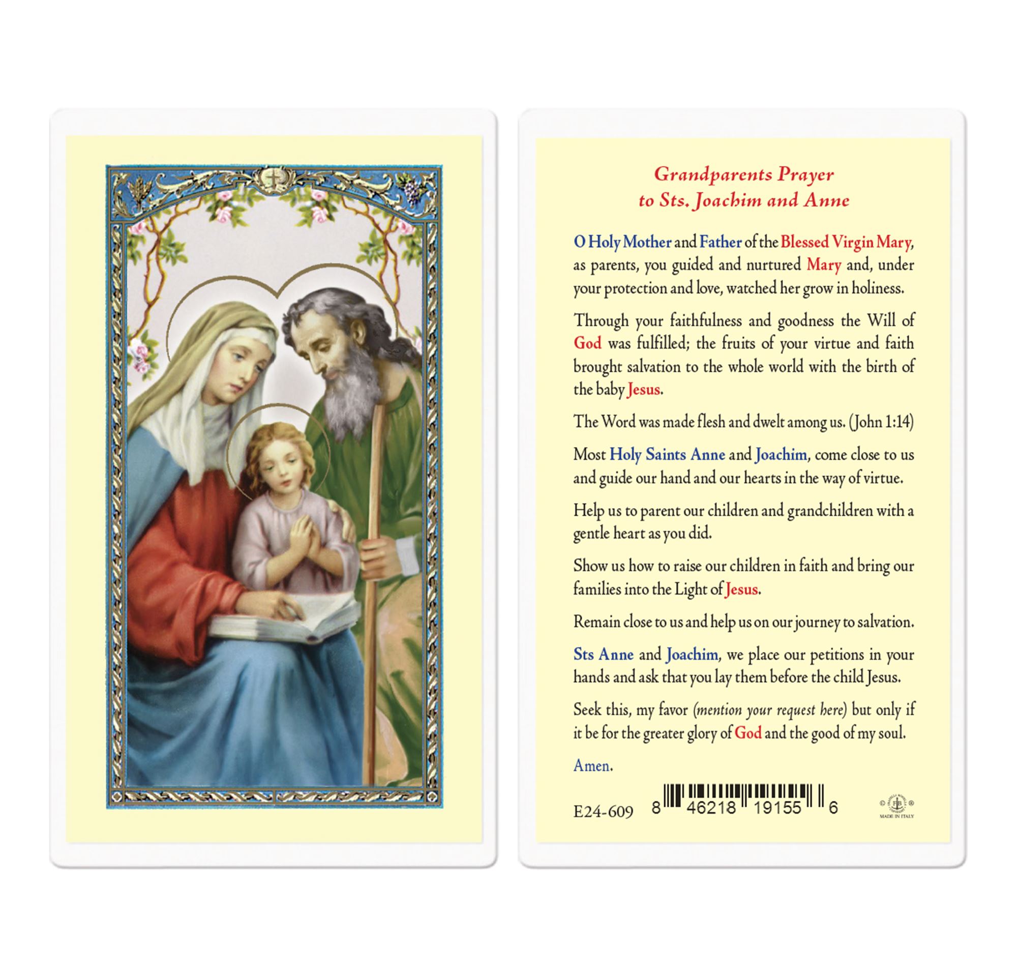 LAMINATED HOLY CARD - STS. JOACHIM AND ANNE GRANDPARENTS PRAYER | EWTN ...