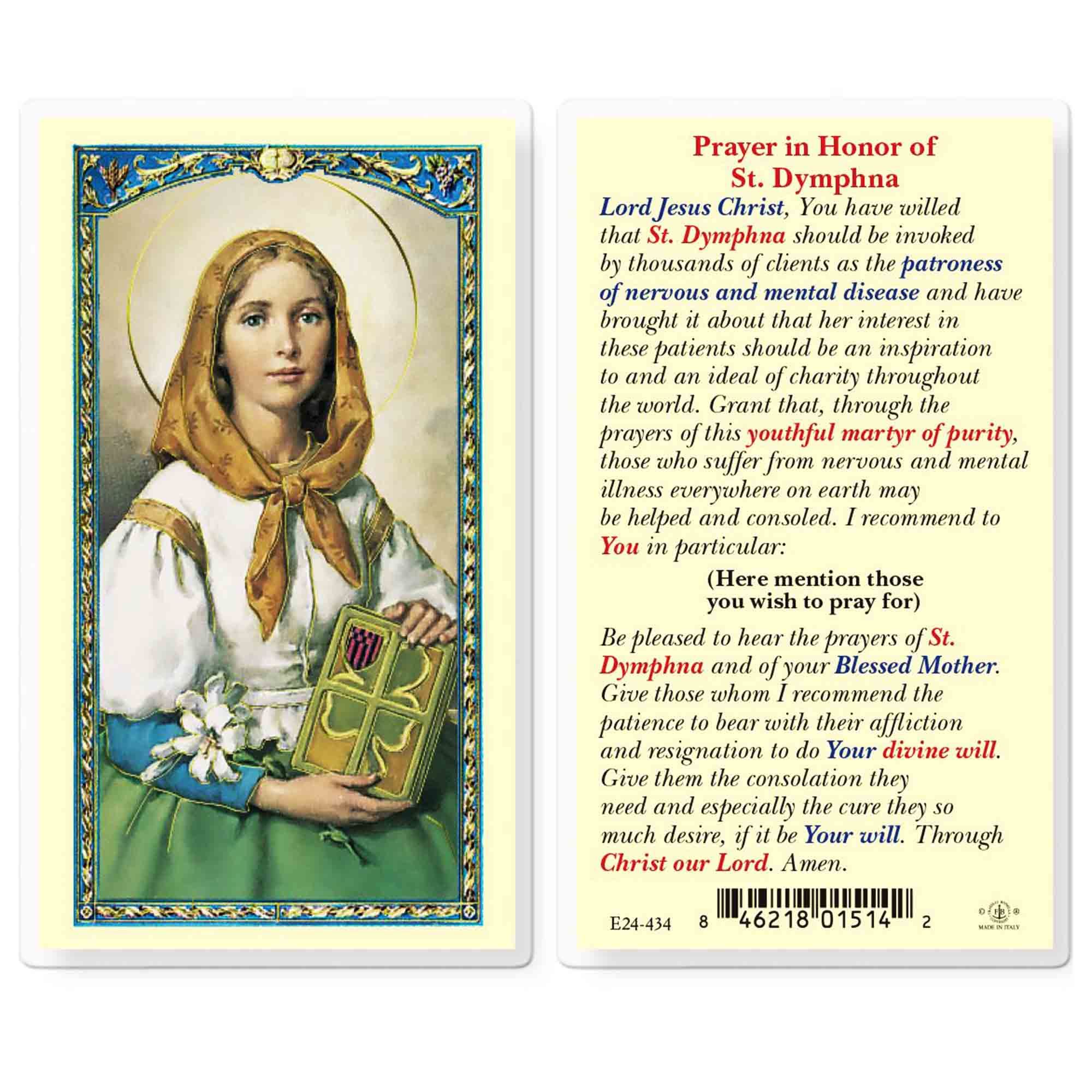 LAMINATED HOLY CARD - SAINT DYMPHNA | EWTN Religious Catalogue