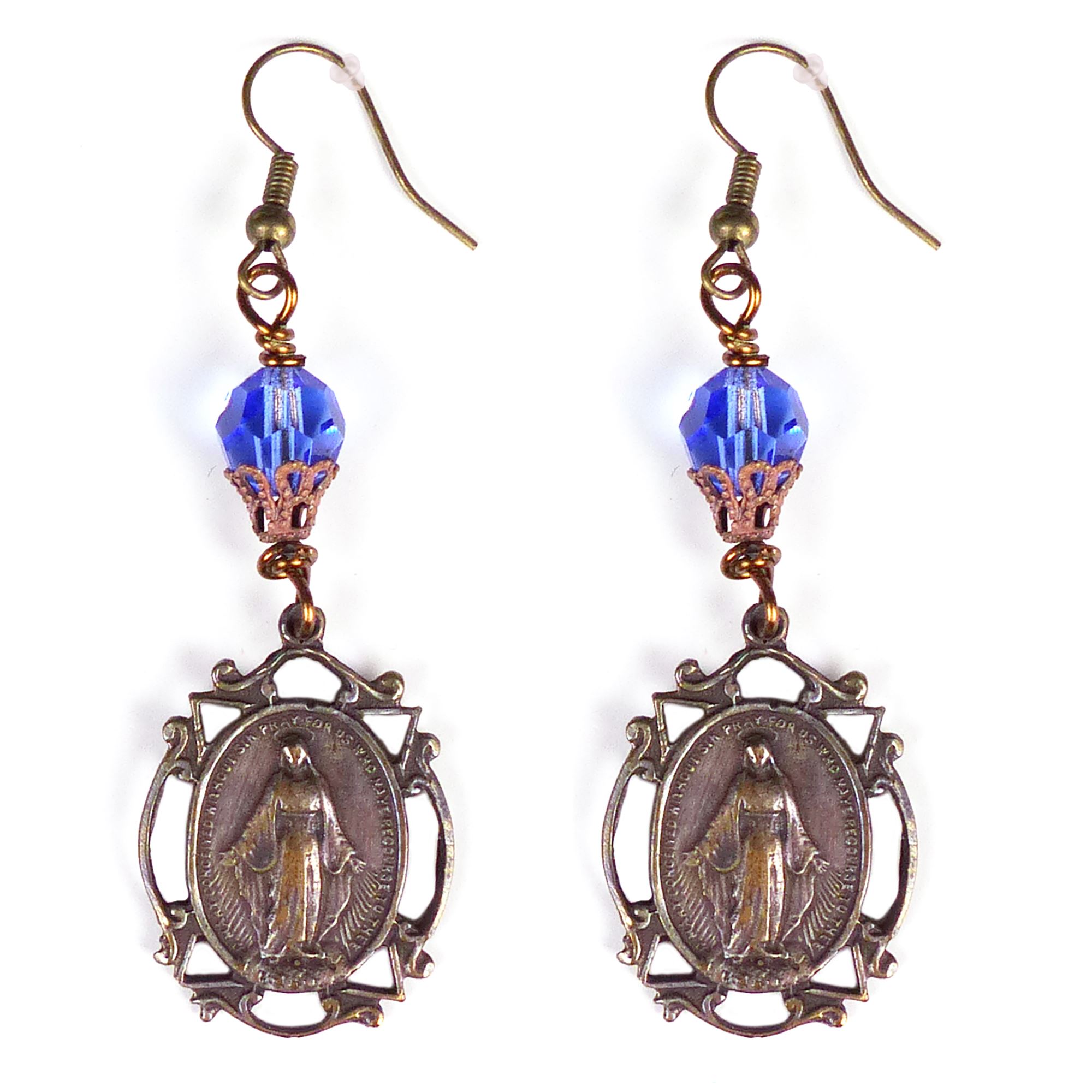 BRONZE MIRACULOUS MEDAL WITH CZECH BEADS EARRINGS | EWTN Religious ...