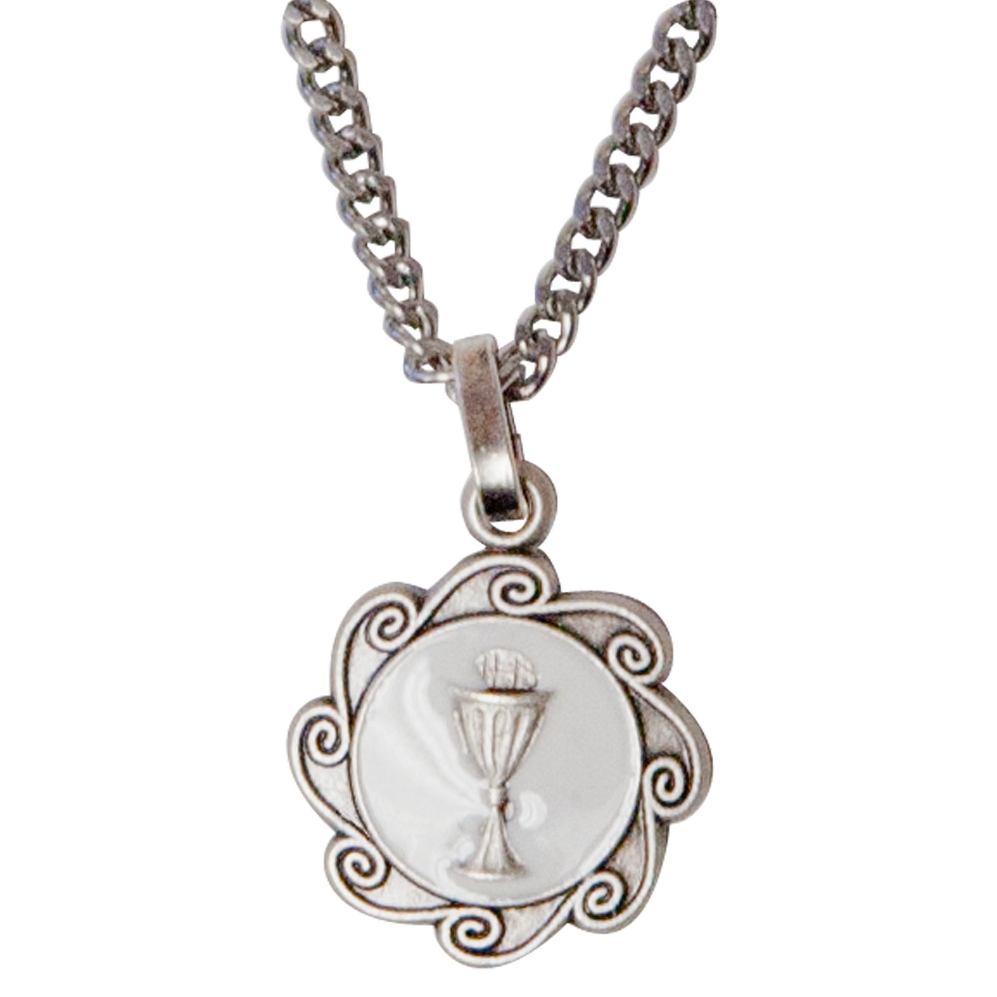 FIRST COMMUNION PENDANT WITH WHITE ENAMEL | EWTN Religious Catalogue