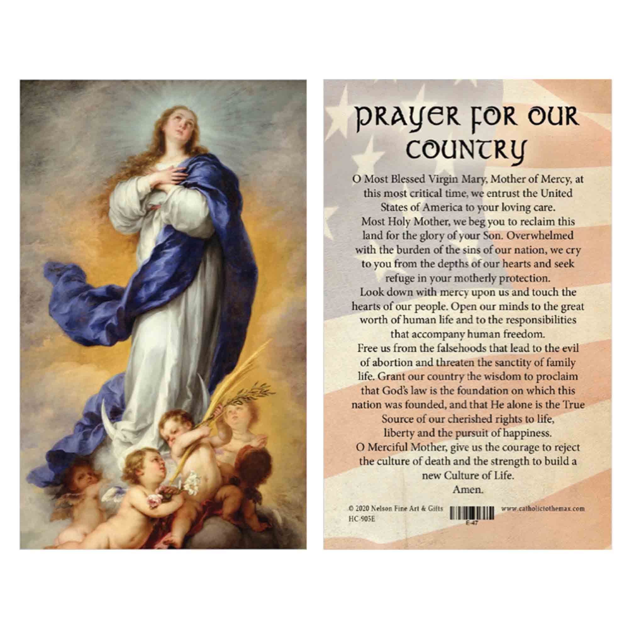 IMMACULATE CONCEPTION - PRAYER FOR OUR COUNTRY PAPER HOLY CARD | EWTN ...