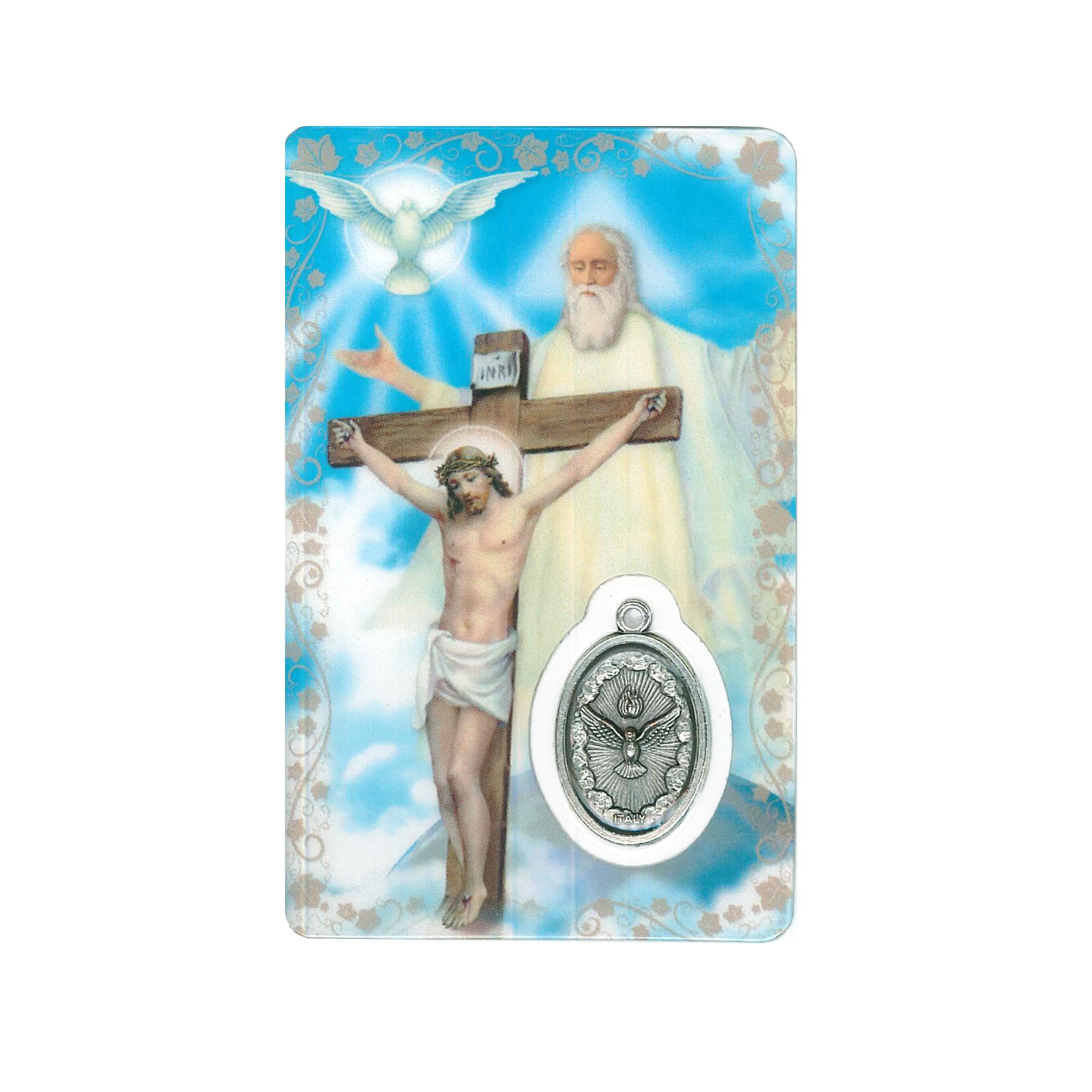 HOLY TRINITY HOLY CARD WITH MEDAL | EWTN Religious Catalogue