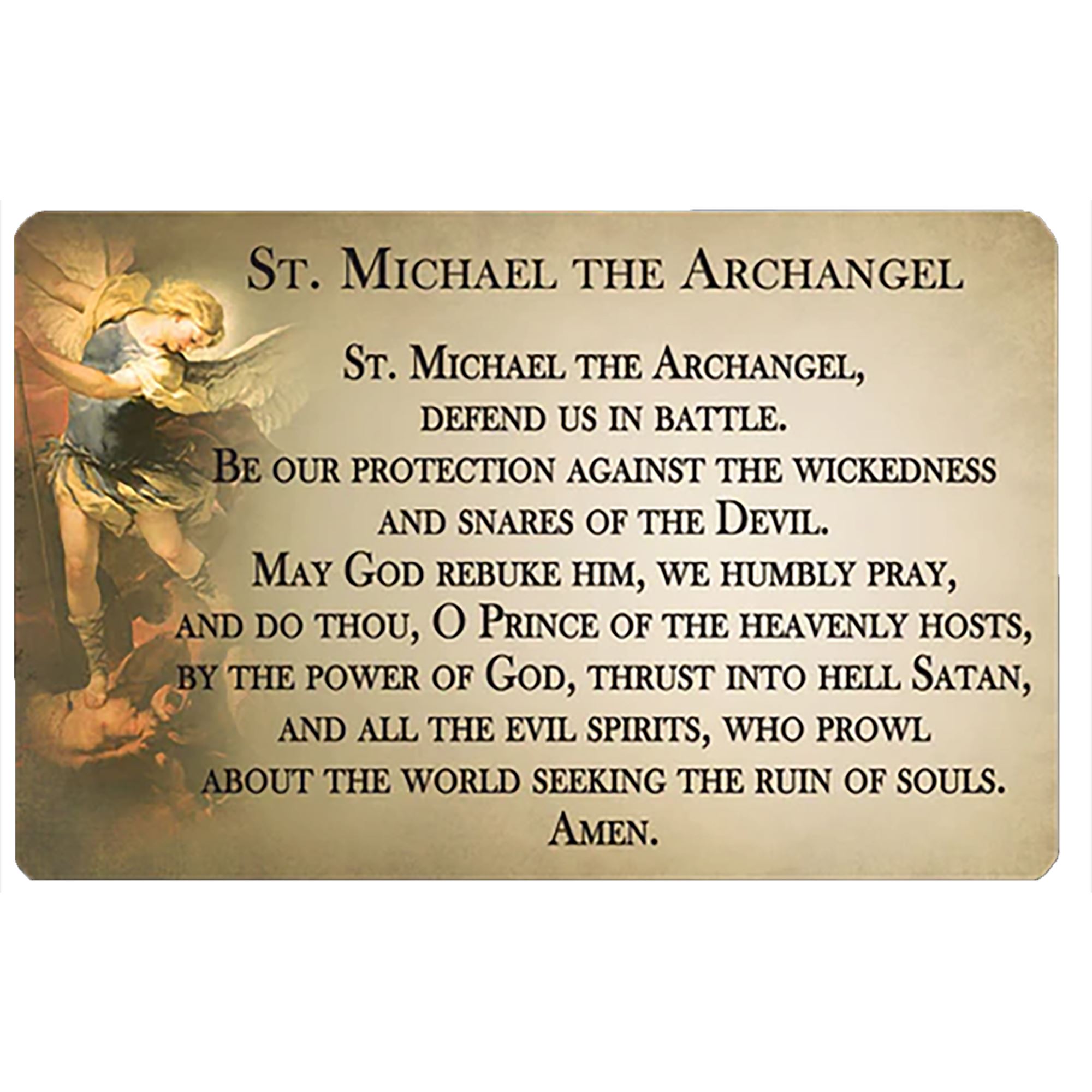 CATHOLIC ID CARD - ST. MICHAEL THE ARCHANGEL WITH GUARDIAN ANGEL PRAYER ...