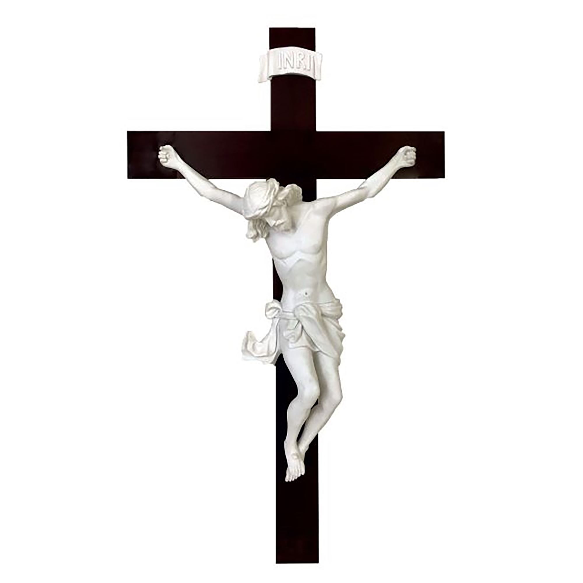 BAROQUE STYLE CRUCIFIX WITH WHITE ALABASTER CORPUS ON WOOD CROSS - 30 ...