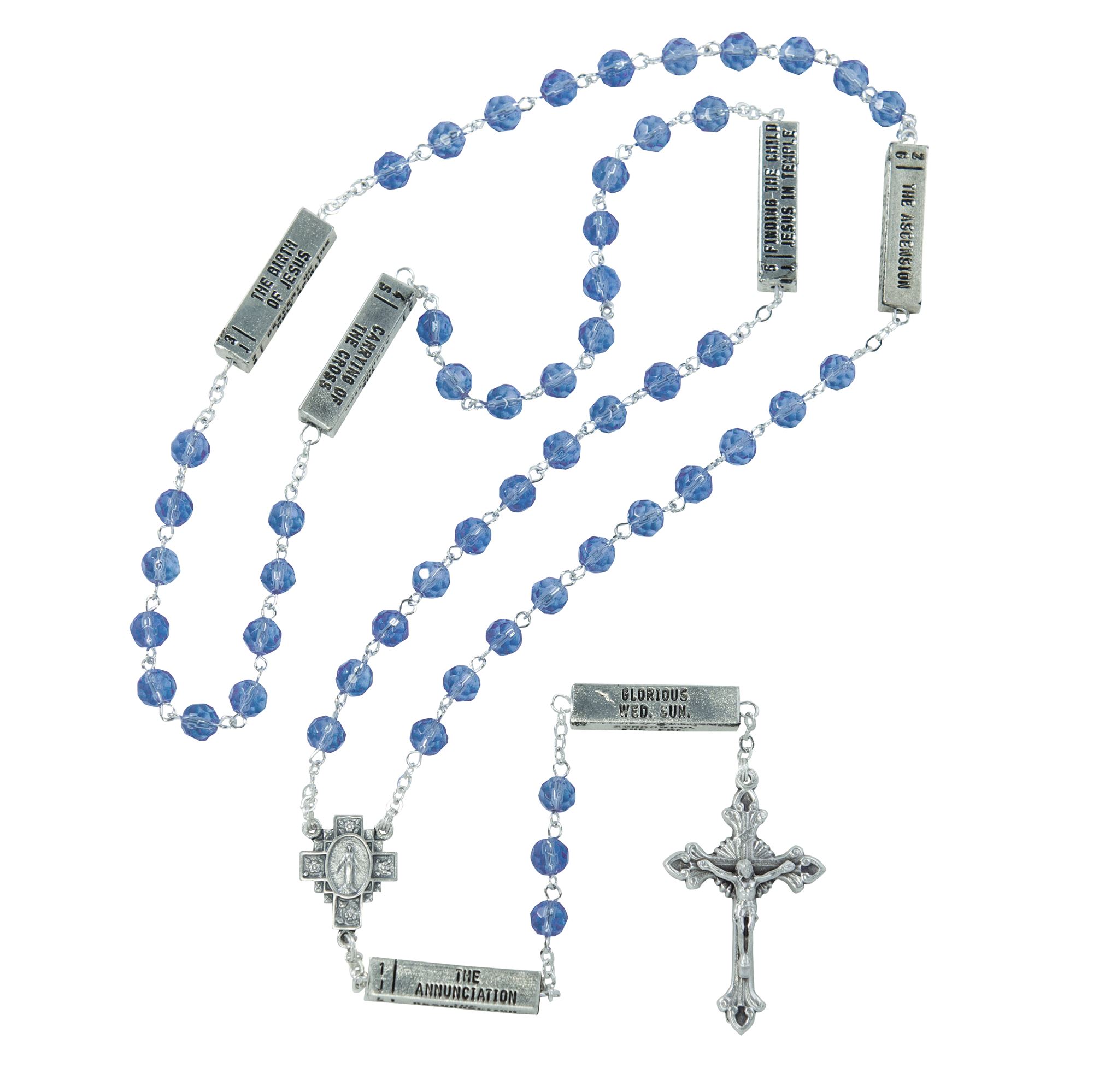 MYSTERIES ROSARY - BLUE GLASS BEAD | EWTN Religious Catalogue