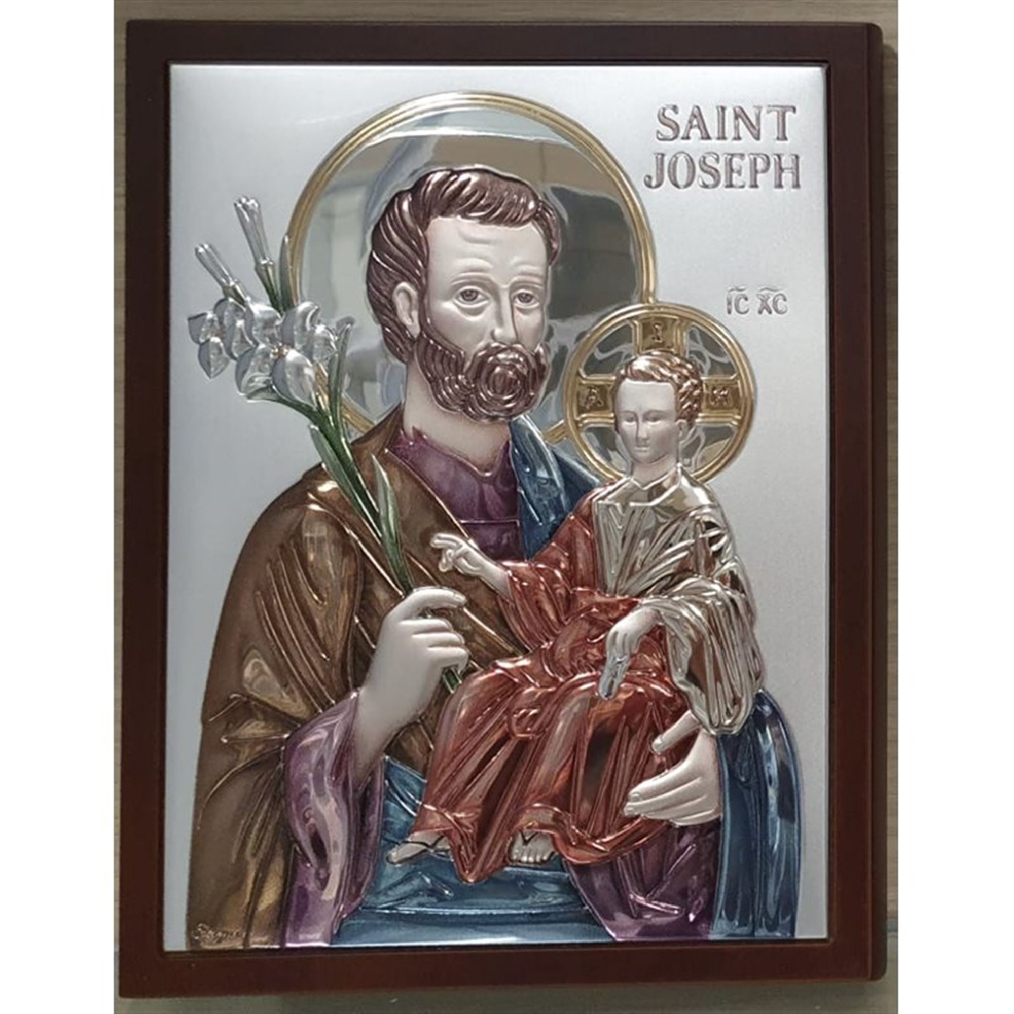 ST. JOSEPH SILVER ICON WITH COLOR | EWTN Religious Catalogue