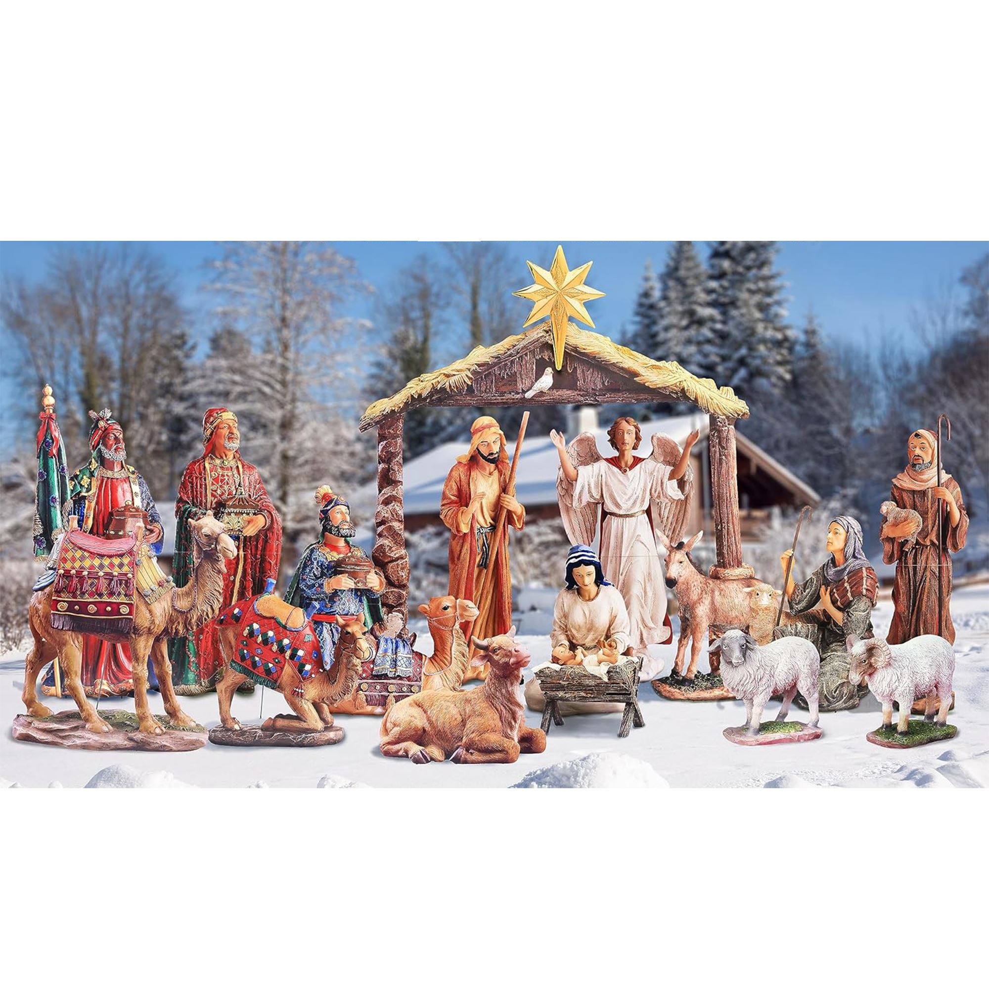 REAL LIFE OUTDOOR NATIVITY - FULL 17-PIECE SET | EWTN Religious Catalogue