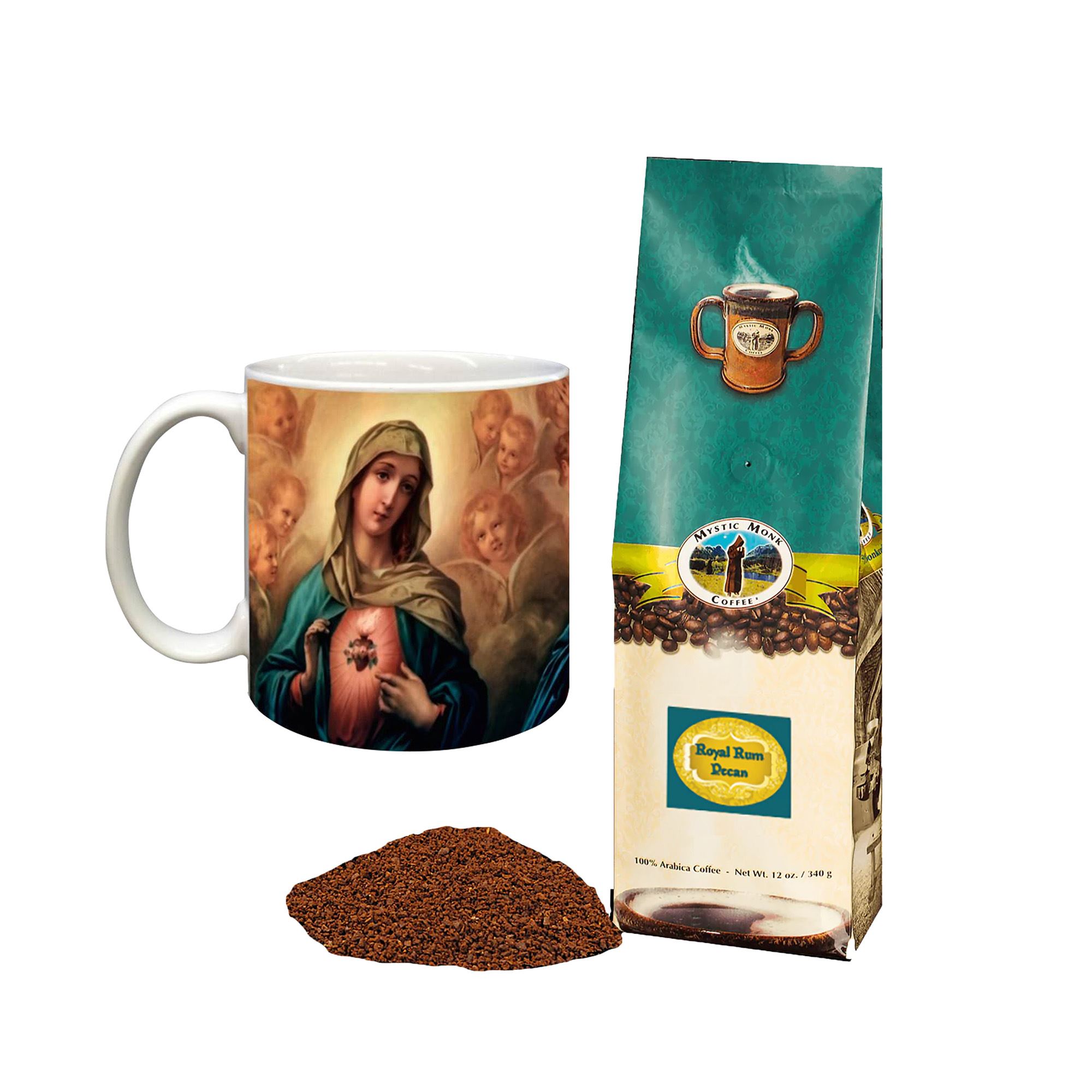 MYSTIC MONK ROYAL RUM PECAN COFFEE & TWO HEARTS MUG SET | EWTN ...