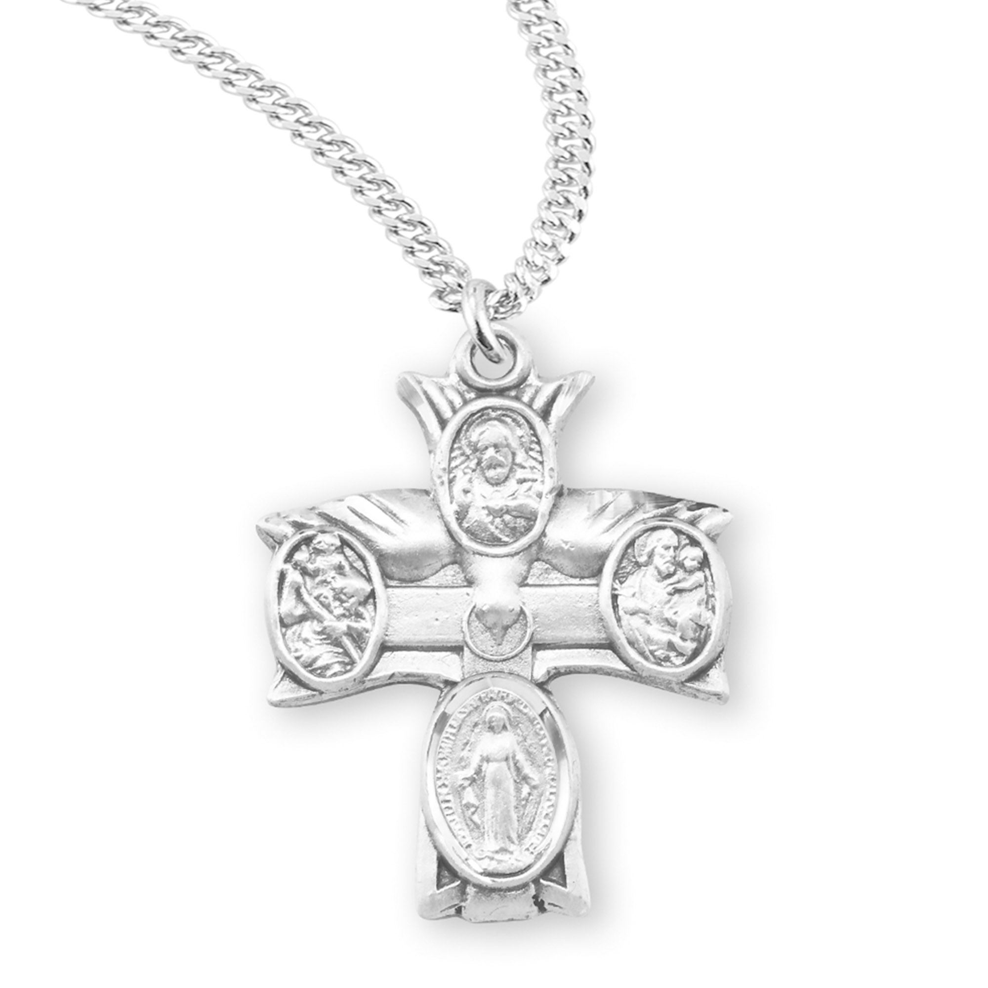 STERLING SILVER 4-WAY CROSS ON A 20" CHAIN | EWTN Religious Catalogue