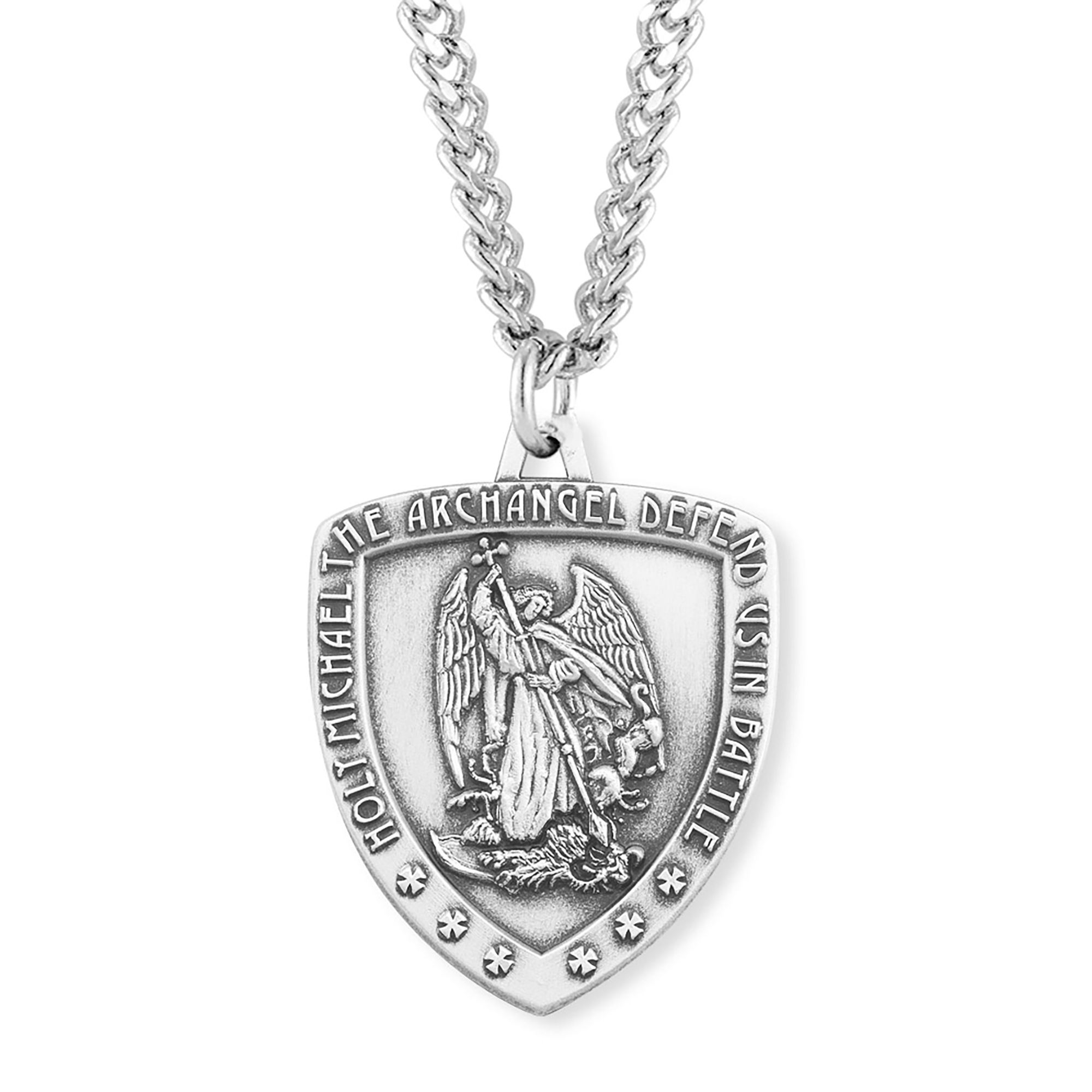 St. Michael Shield Medal - Sterling Silver | EWTNRC.com