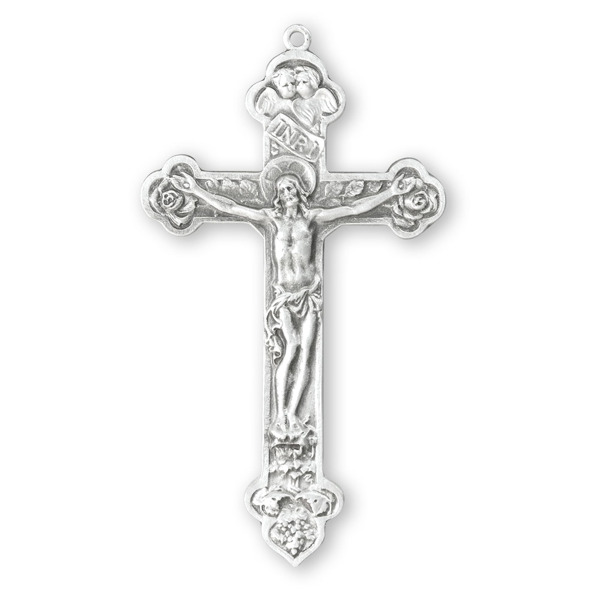 Sterling Crucifix with Angels and Roses on 27" Chain | EWTN Religious ...