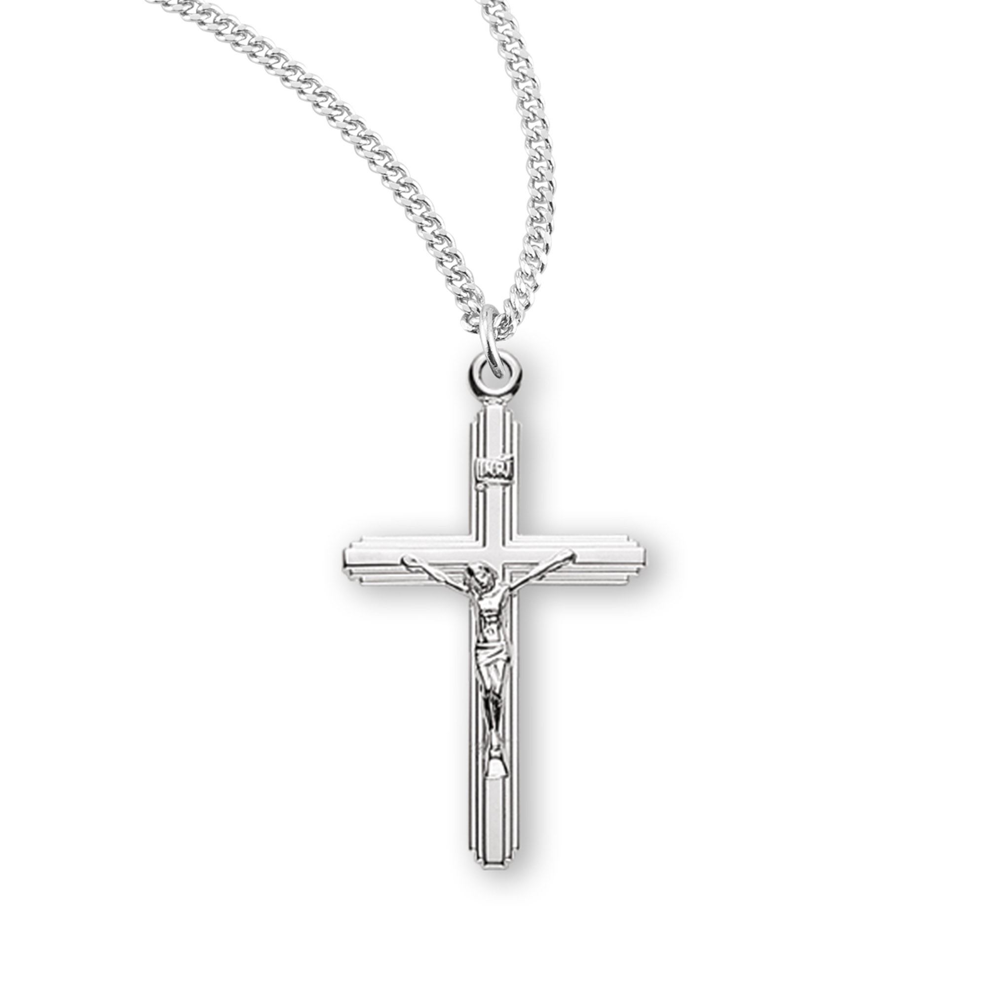 Sterling Stream Lined Crucifix with 18" Chain | EWTN Religious Catalogue