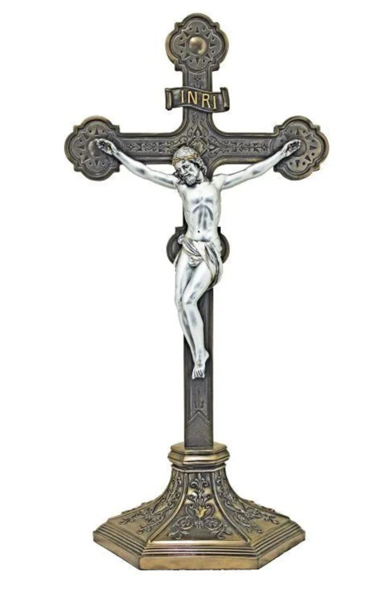 ORNATE STANDING CRUCIFIX COLD CAST BRONZE WITH PEWTER CORPUS | EWTN ...