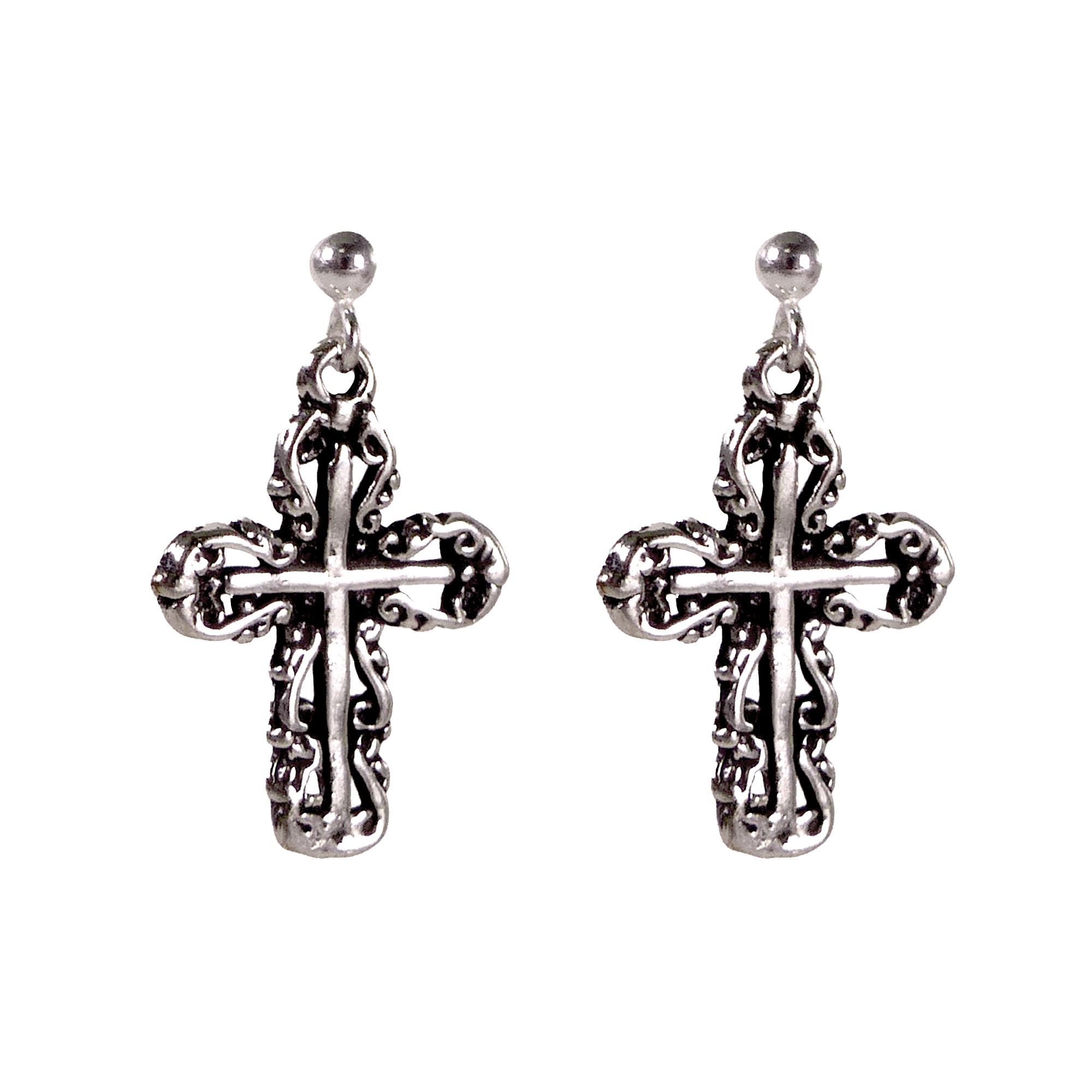 FILIGREE CROSS - STERLING SILVER EARRINGS | EWTN Religious Catalogue