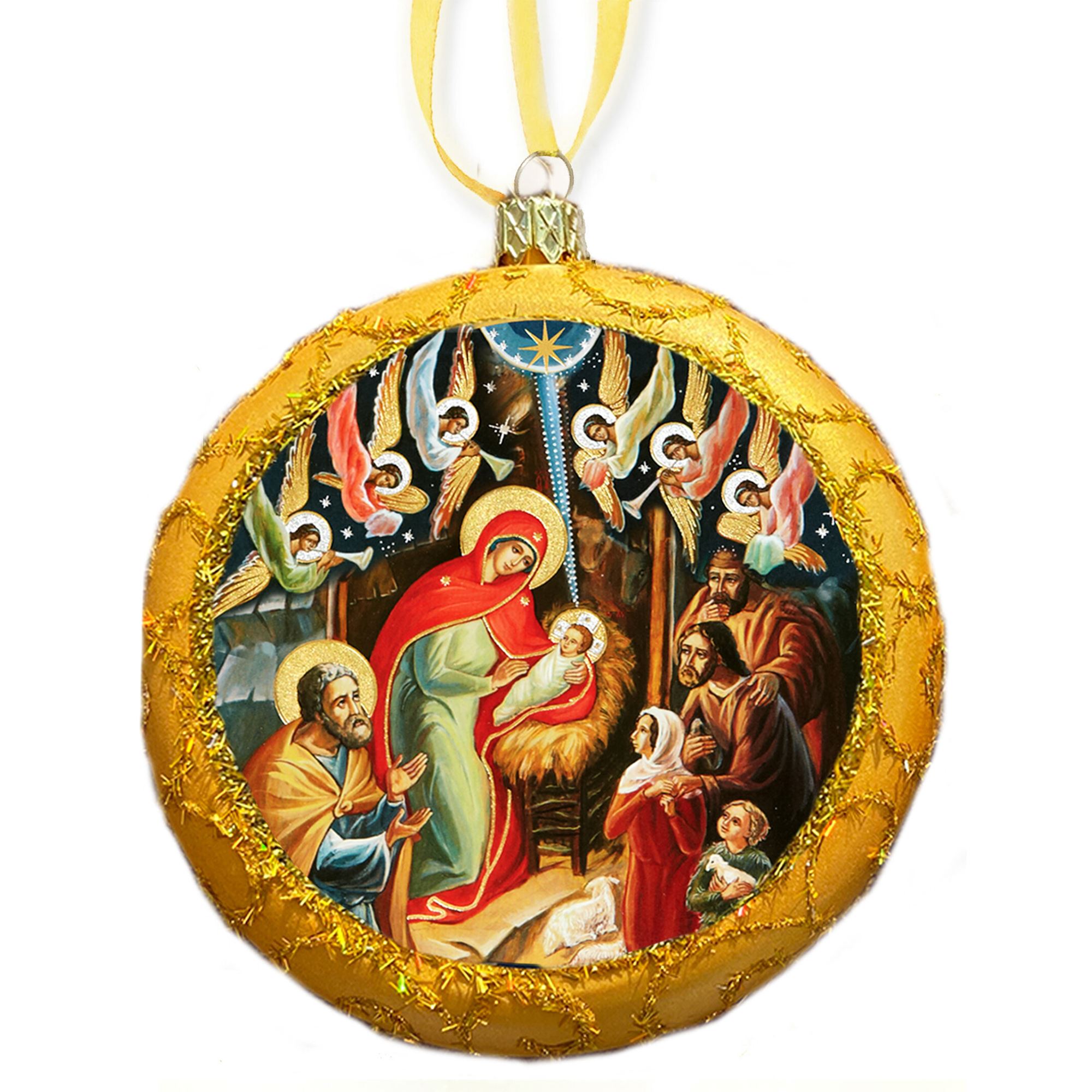 NATIVITY GOLD UKRAINIAN ICON ORNAMENT | EWTN Religious Catalogue