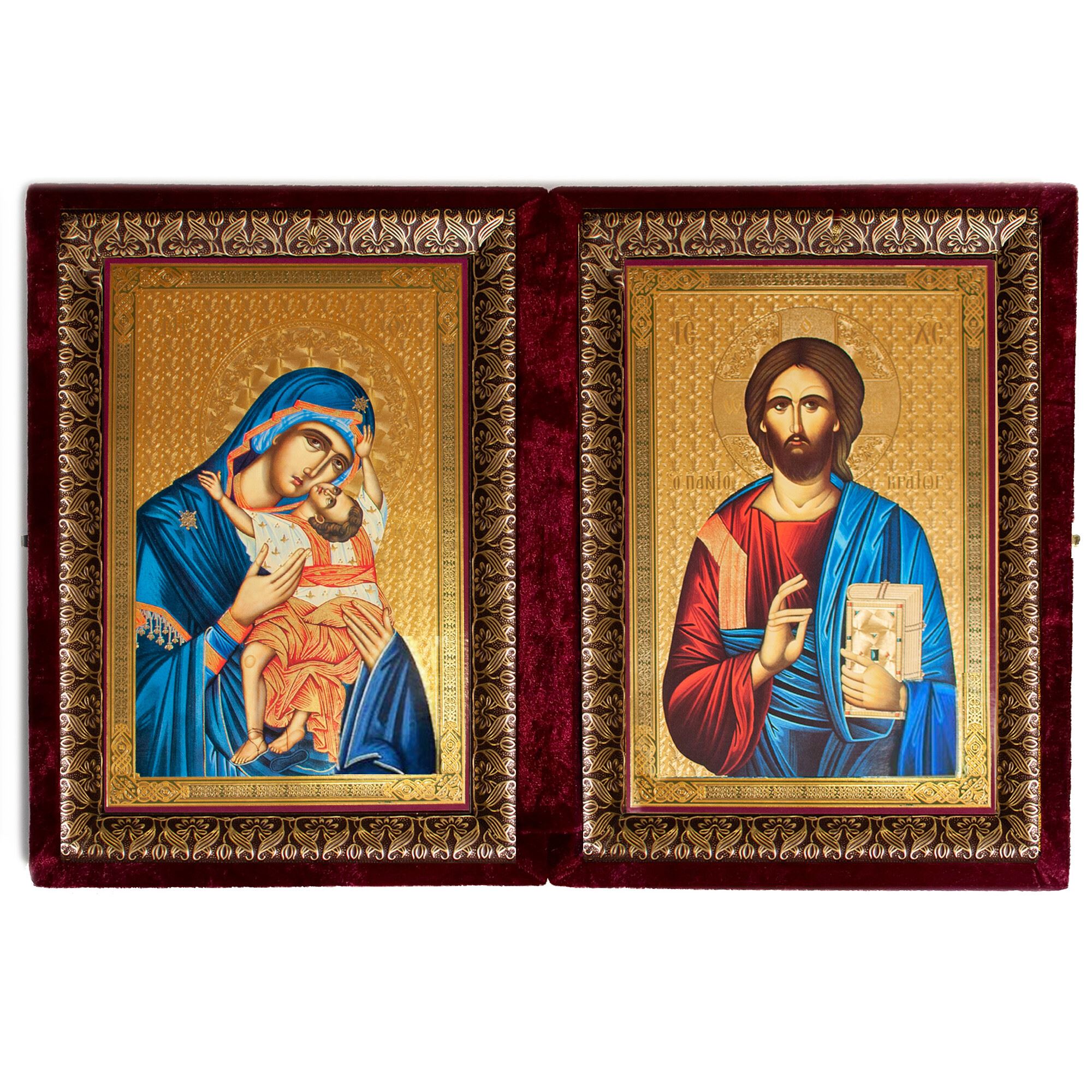 CHRIST THE TEACHER AND VIRGIN WITH CHILD - UKRAINIAN ICON DIPTYCH ...