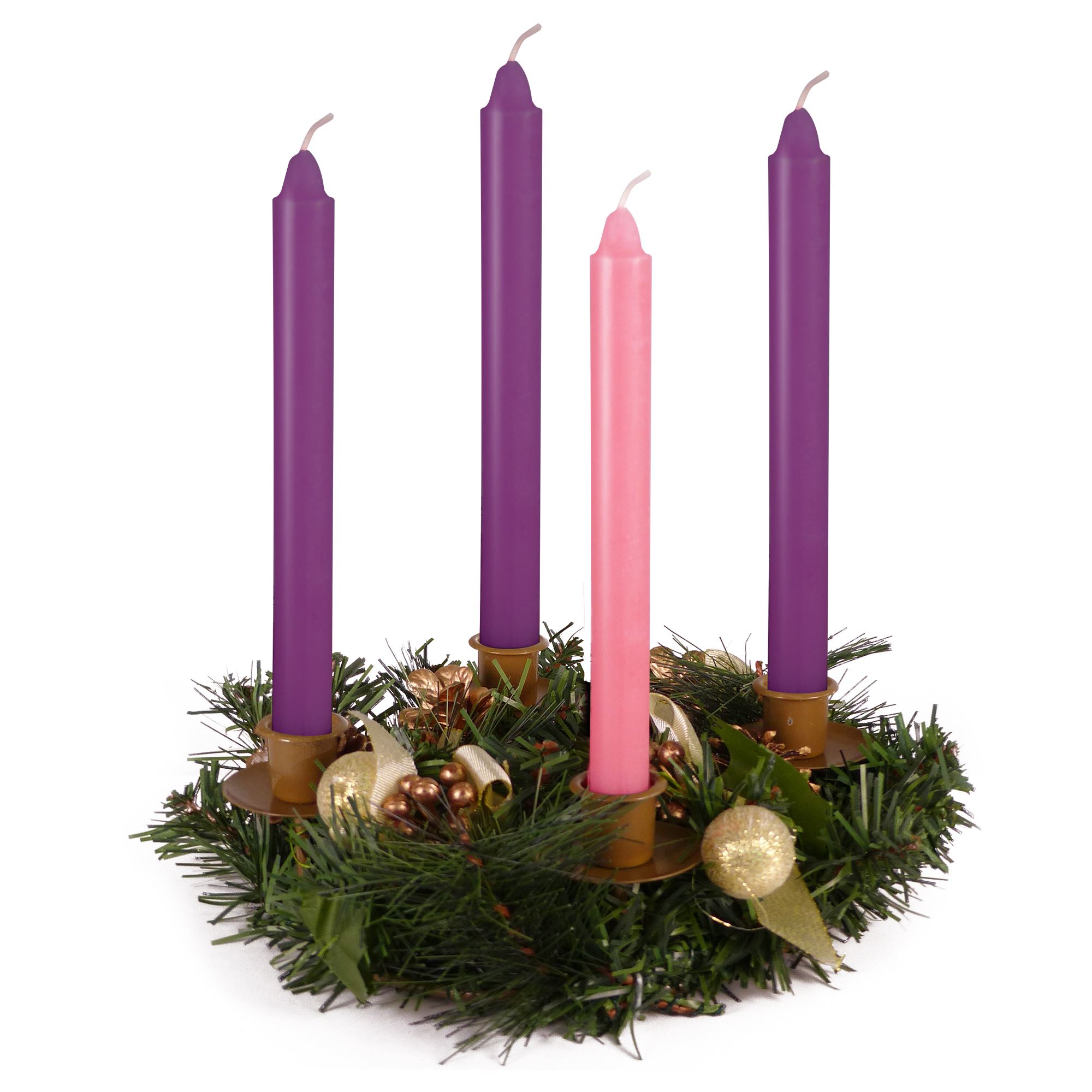 GOLD PINECONE ADVENT WREATH - WITH CANDLES | EWTN Religious Catalogue