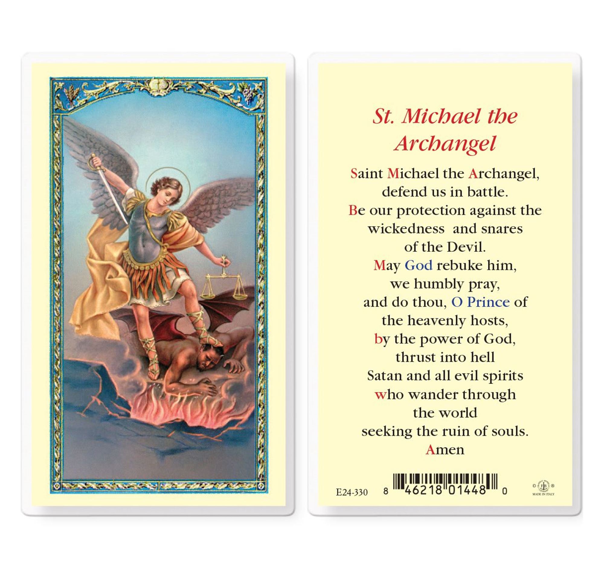 LAMINATED HOLY CARD - ST. MICHAEL THE ARCHANGEL | EWTN Religious Catalogue