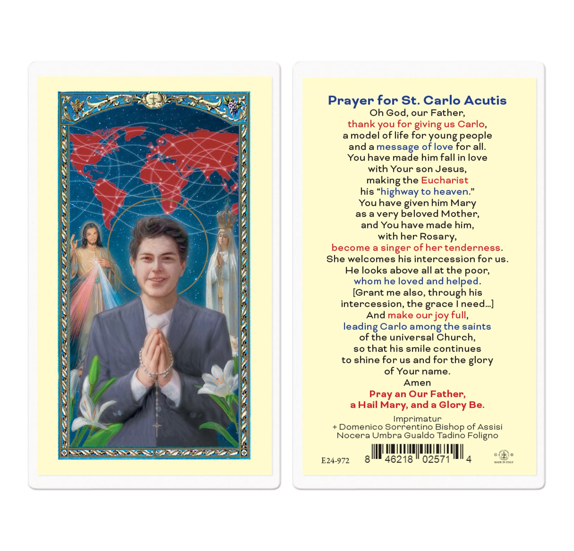 LAMINATED HOLY CARD - BLESSED CARLO ACUTIS | EWTN Religious Catalogue