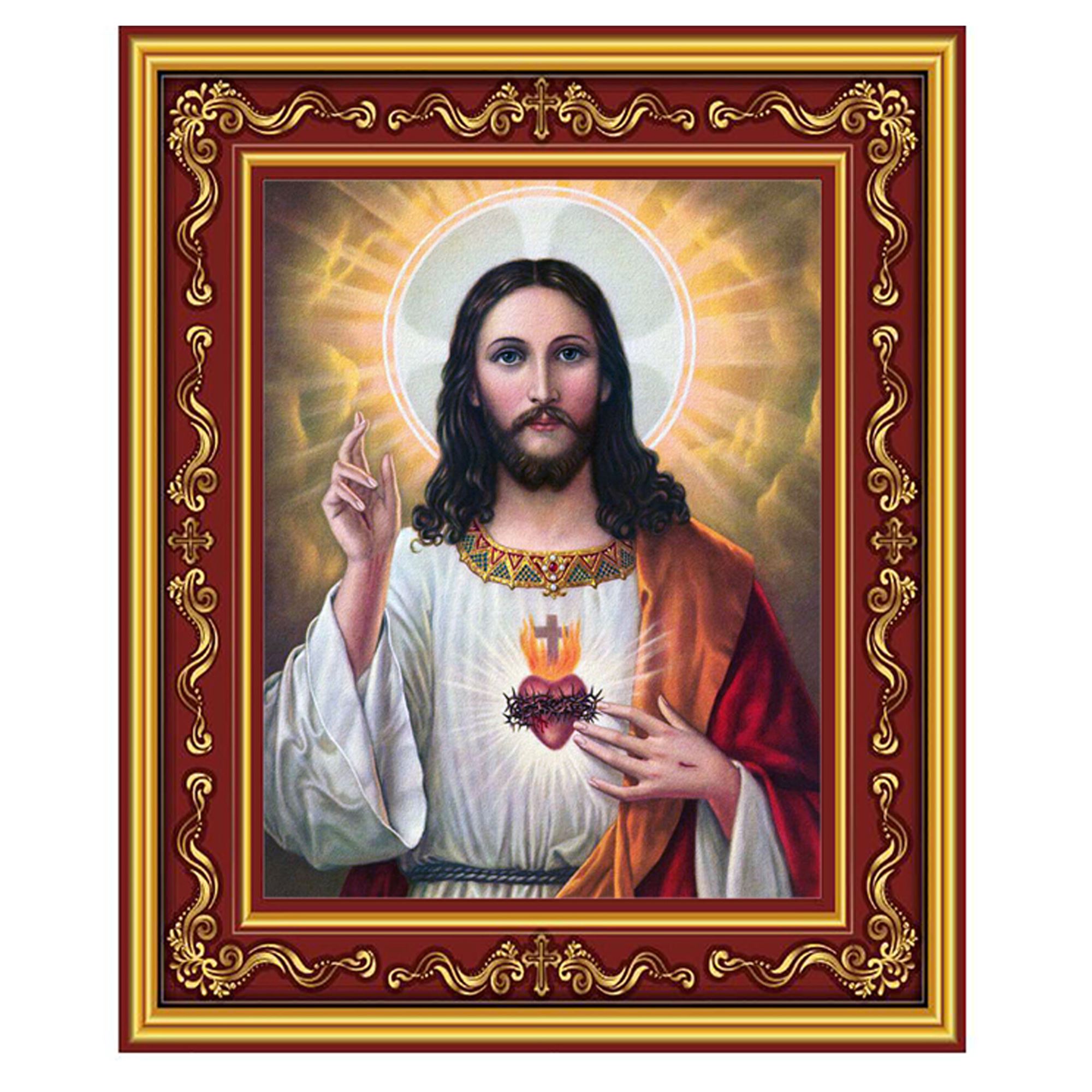 SACRED HEART OF JESUS - BURGUNDY & GOLD FRAMED ICON - 5 ½” | EWTN ...