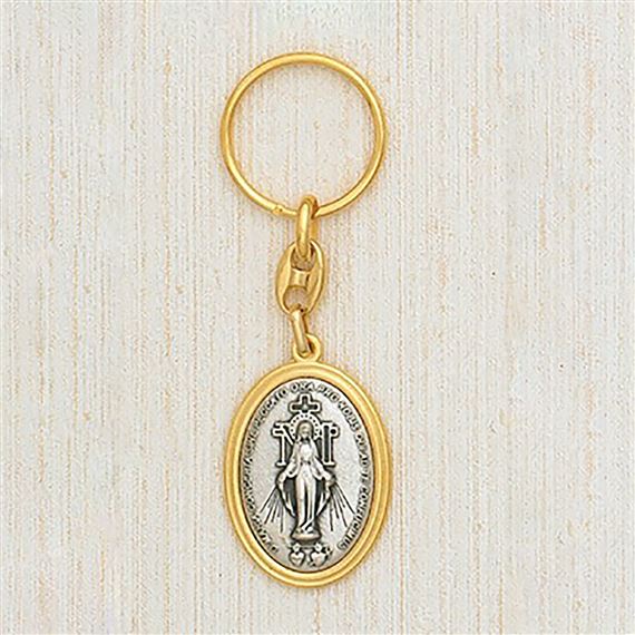 GOLD AND SILVER TONE MIRACULOUS MEDAL KEY CHAIN | EWTN Religious Catalogue