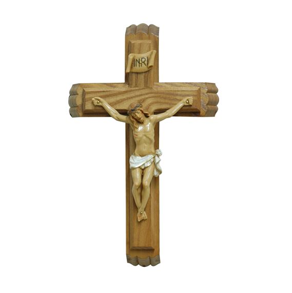 WALNUT SICK CALL SET - HAND-PAINTED CRUCIFIX | EWTN Religious Catalogue