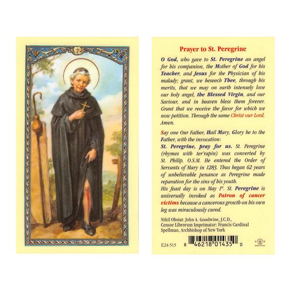 LAMINATED HOLY CARD - ST. PEREGRINE | EWTN Religious Catalogue
