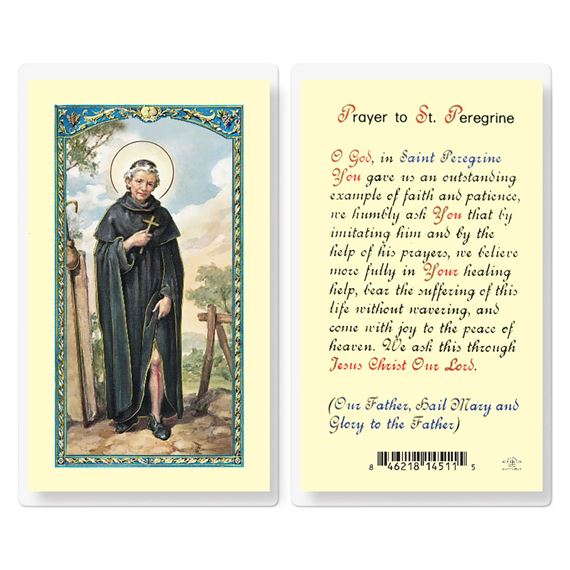 LAMINATED HOLY CARD - ST. PEREGRINE | EWTN Religious Catalogue