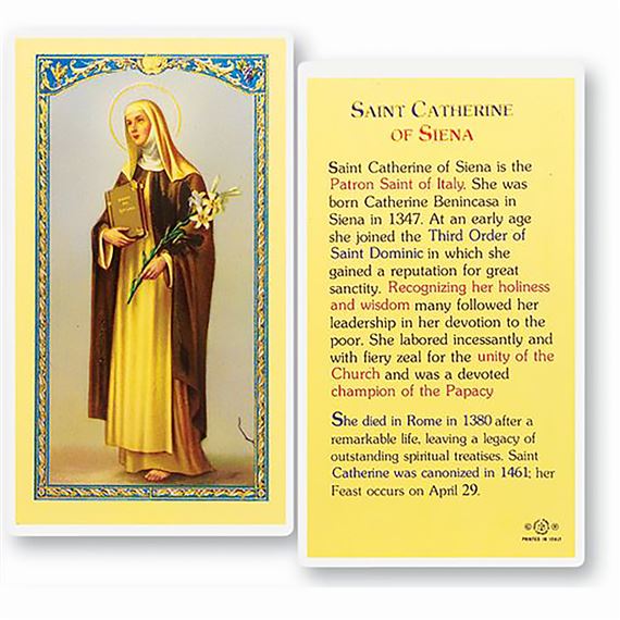 LAMINATED HOLY CARD - ST. CATHERINE OF SIENA | EWTN Religious Catalogue