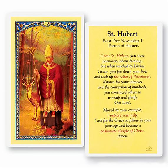 LAMINATED HOLY CARD - ST. HUBERT | EWTN Religious Catalogue