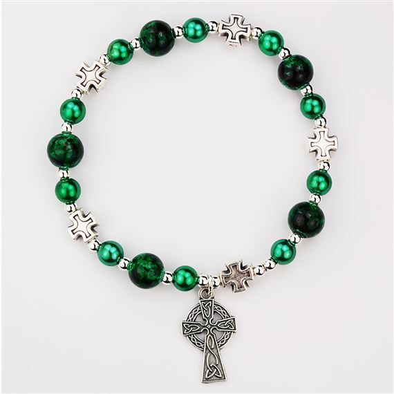 Green Bead Celtic Stretch Bracelet Ewtn Religious Catalogue