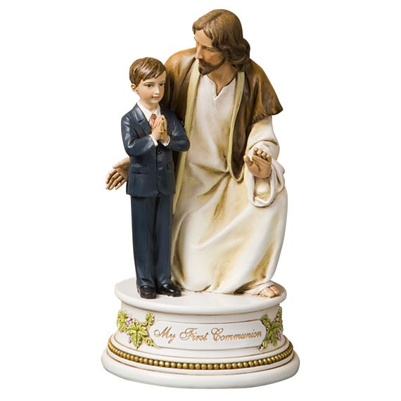 FIRST COMMUNION BOY WITH JESUS MUSICAL STATUE | EWTN Religious Catalogue