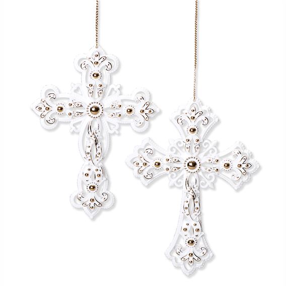 WHITE CROSS ORNAMENTS (SET OF 2) | EWTN Religious Catalogue