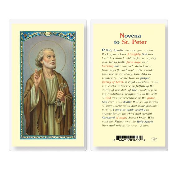 LAMINATED HOLY CARD - NOVENA TO ST. PETER | EWTN Religious Catalogue